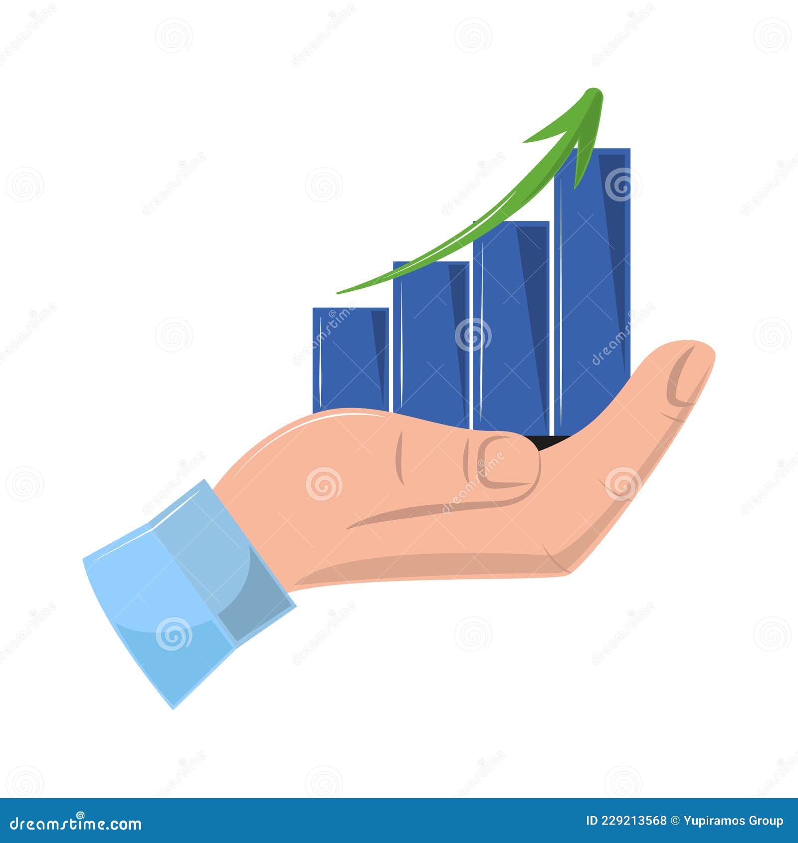 Hand with financial graph stock vector. Illustration of graph - 229213568