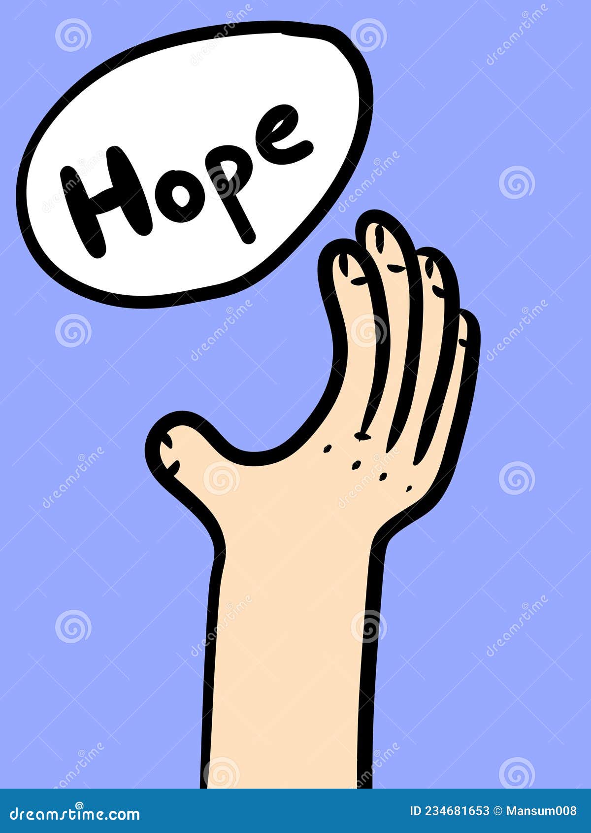 Hand fine hope cartoon stock illustration. Illustration of creative ...