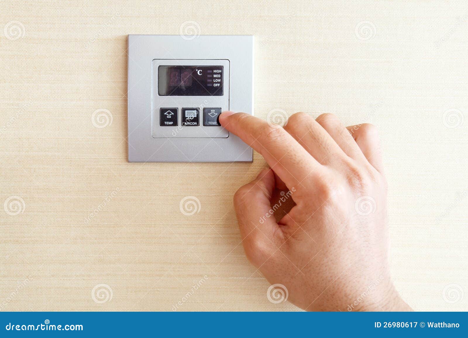Hand with Finger on Air Conditioner Switch Control Stock Image - Image ...