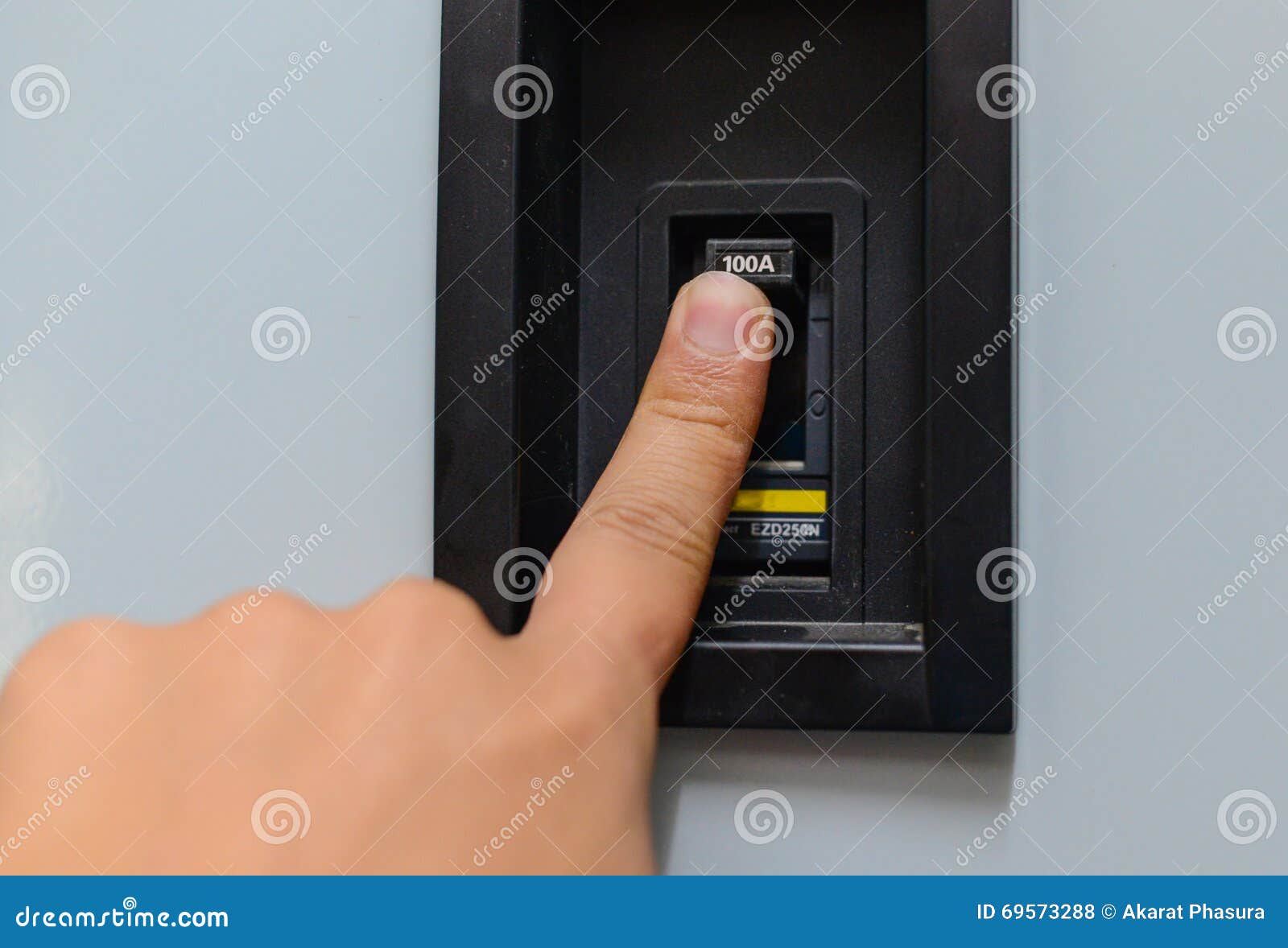 Hand with Finger on Circuit Breaker Switch Stock Photo - Image of ...