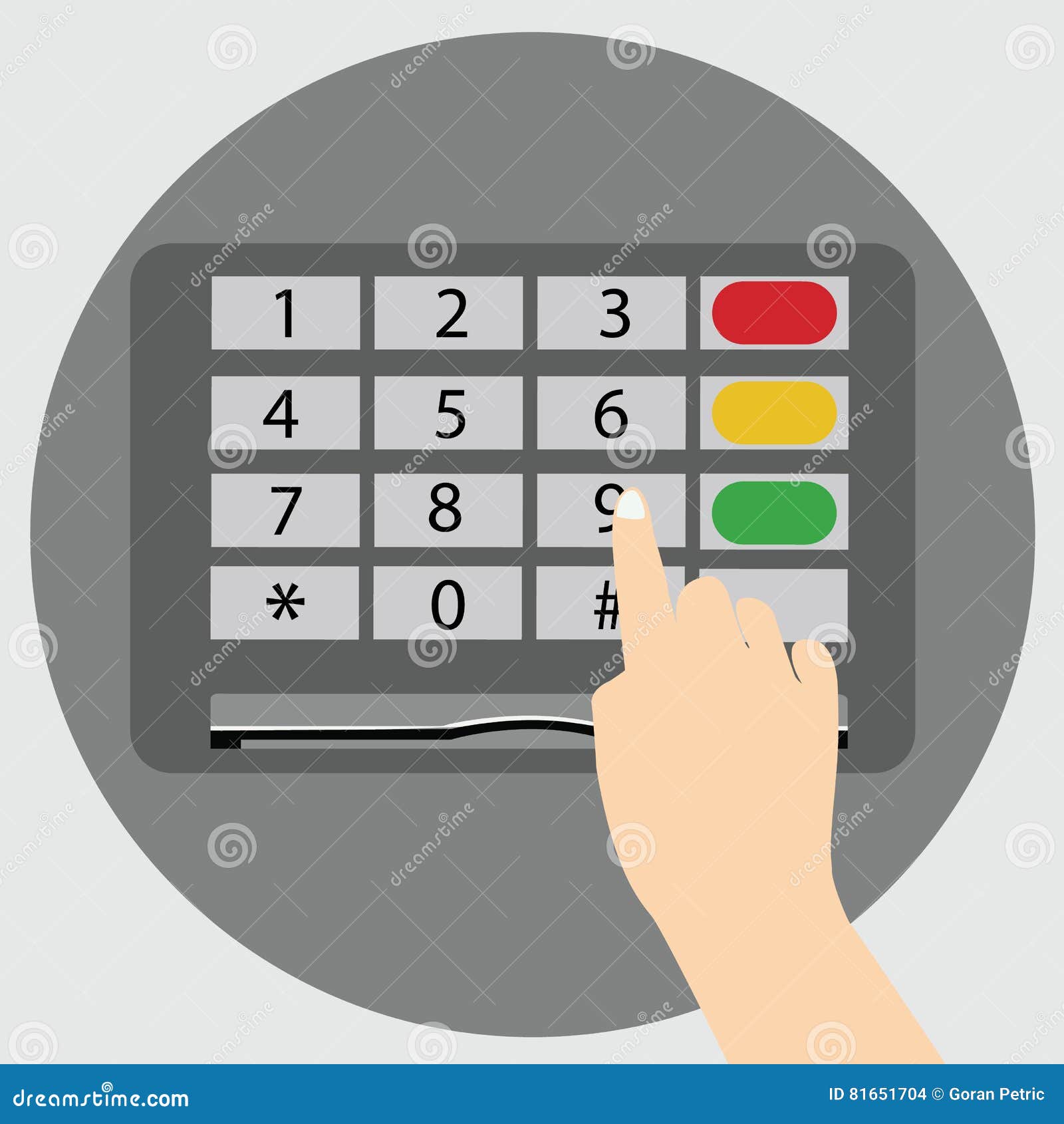 Hand With ATM Keypad Outline Icon Vector Illustration | CartoonDealer ...