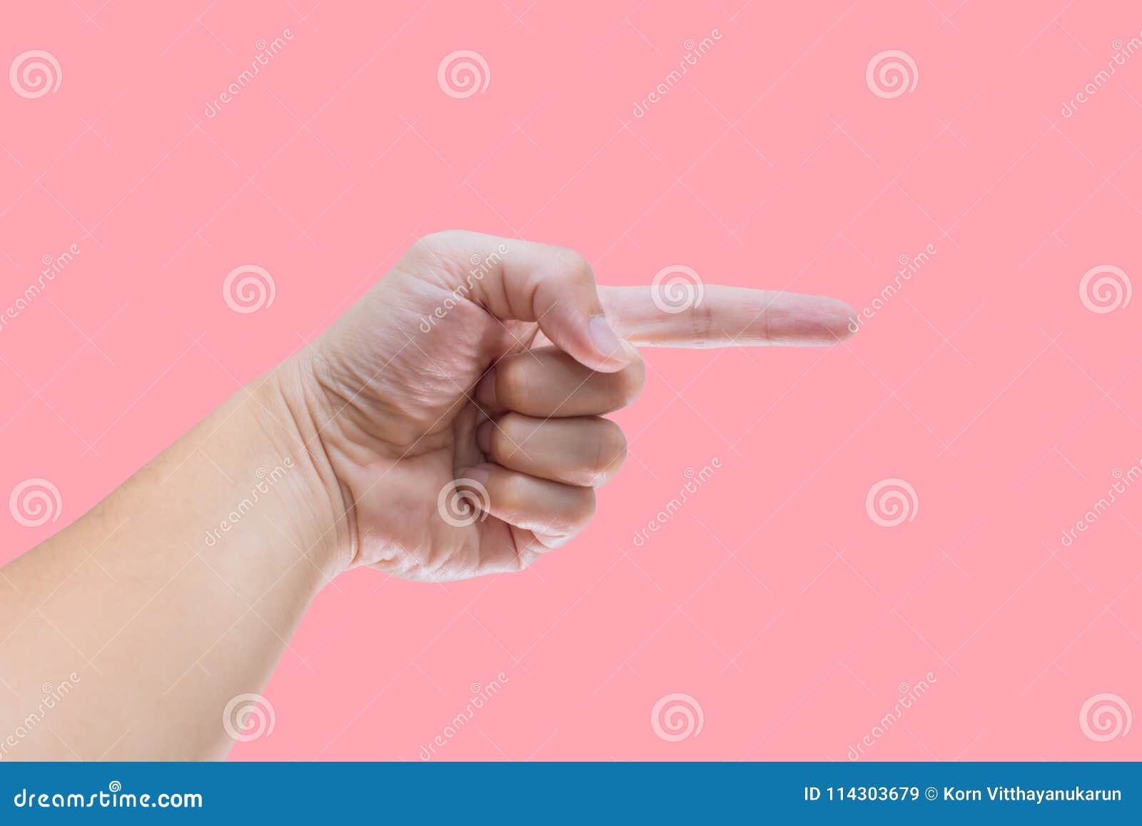 Hand Finger Guide Pointing Isolated on Pink Stock Image - Image of ...