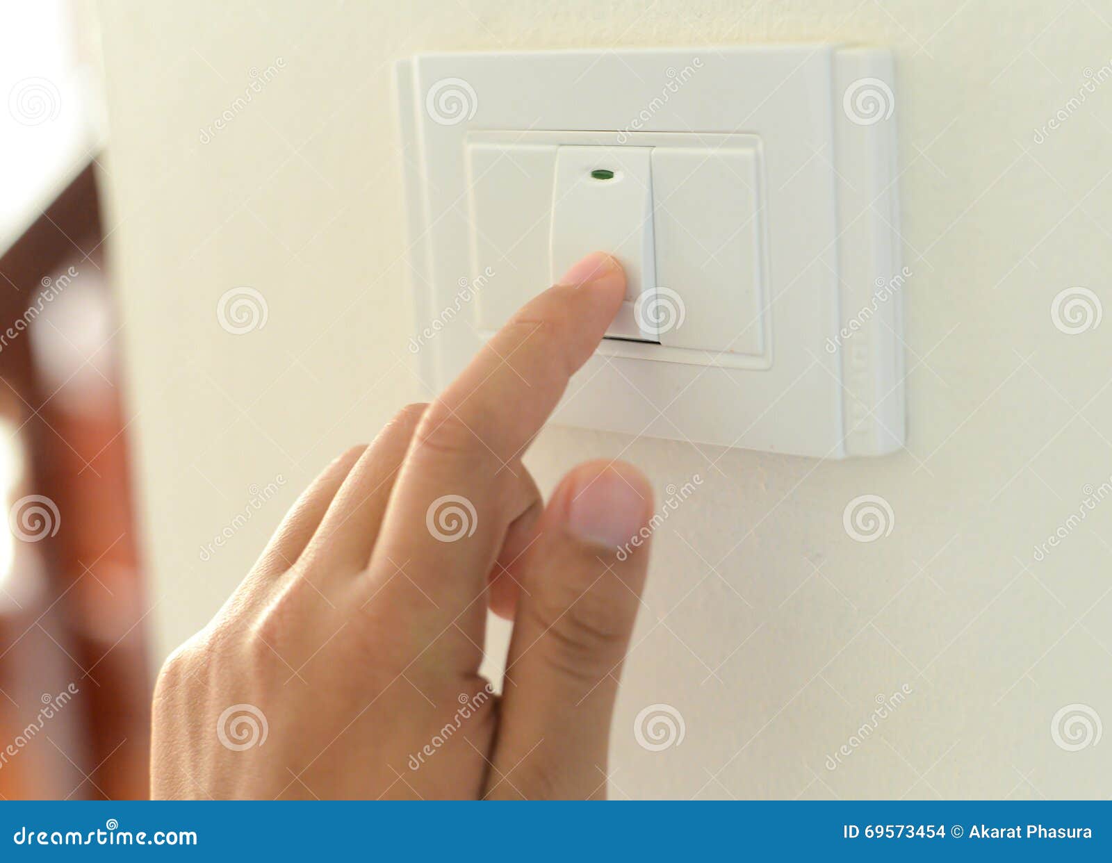 Hand with Finger on Light Switch, Stock Photo - Image of horizontal ...