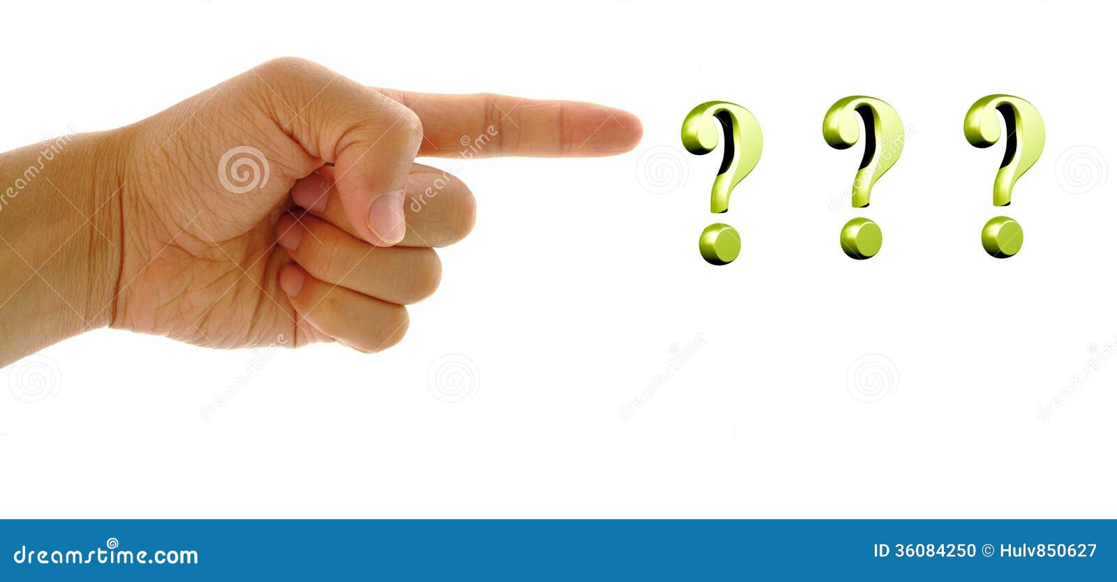 Hand Finger Pointing on Three Question Mark. Stock Photo - Image of ...