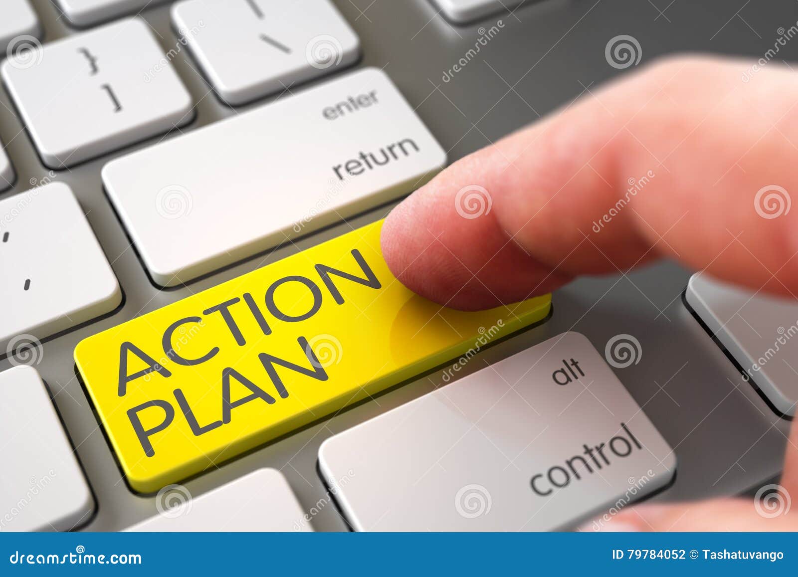 Action Plan. Office Desk With A Computer Keyboard And Color Pages Stock ...