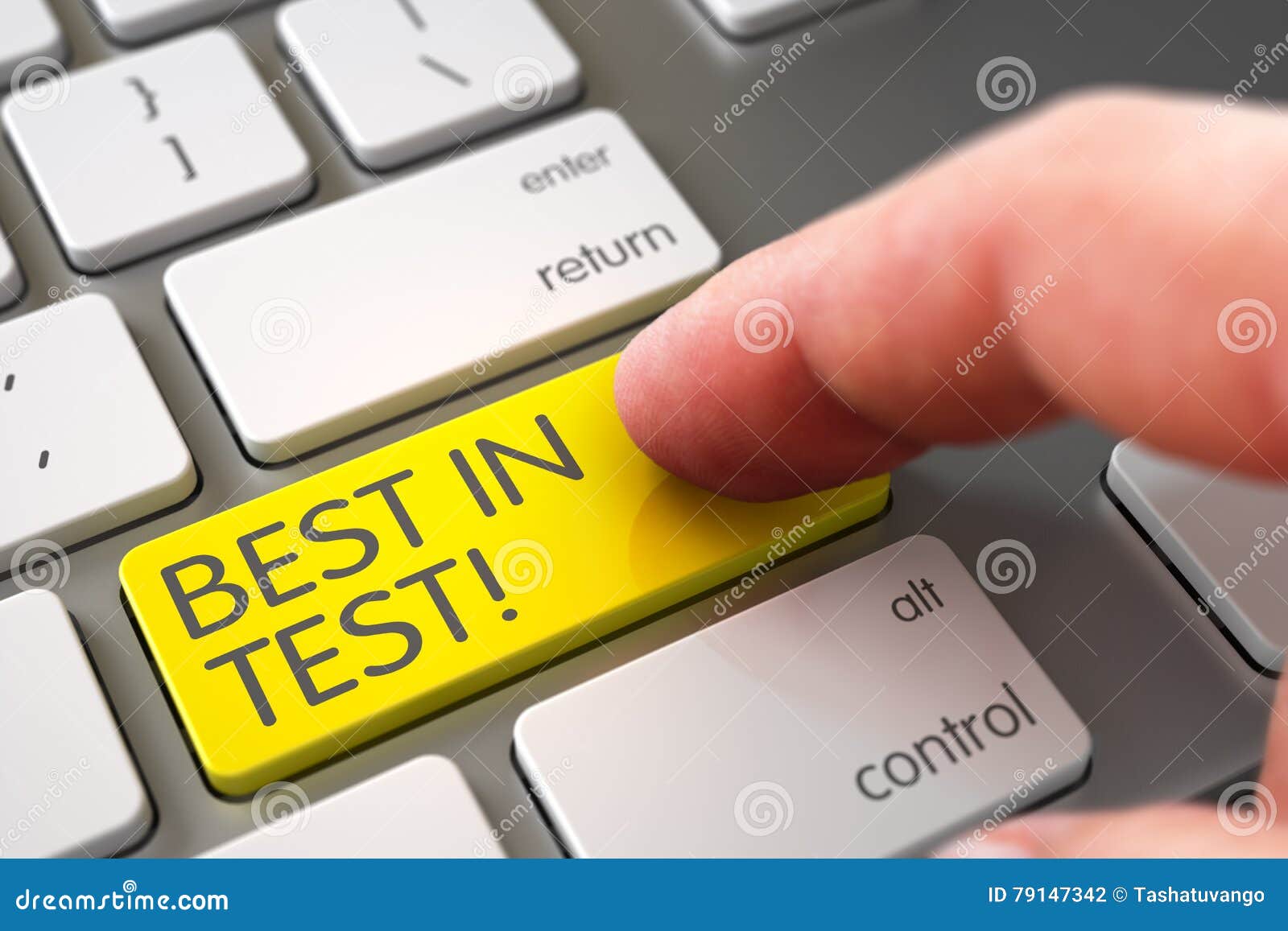 Hand Finger Press Best in Test Key. 3D. Stock Photo - Image of desktop ...