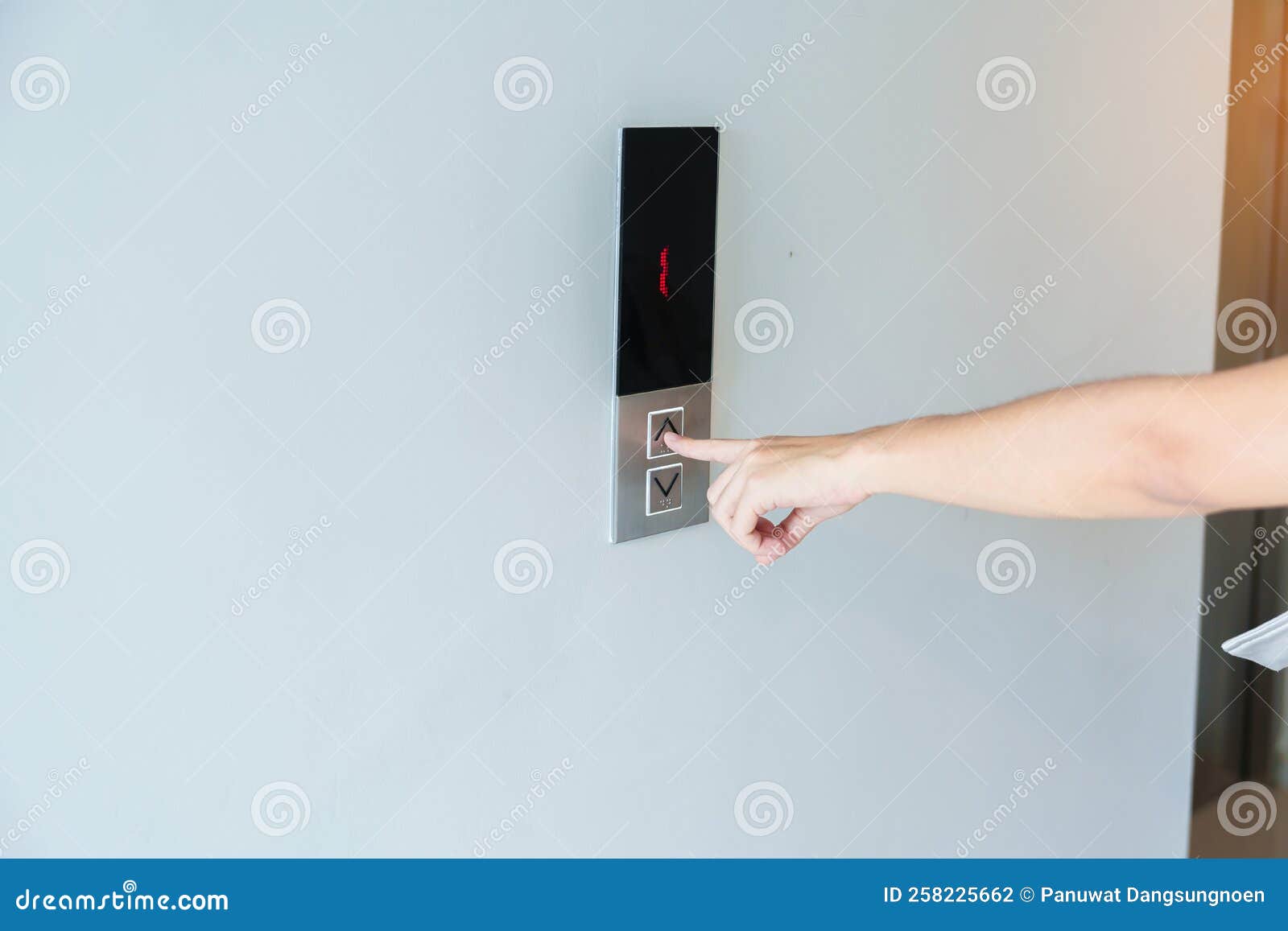 Hand Finger Press the Elevator Button, Woman Waiting for Elevator in ...