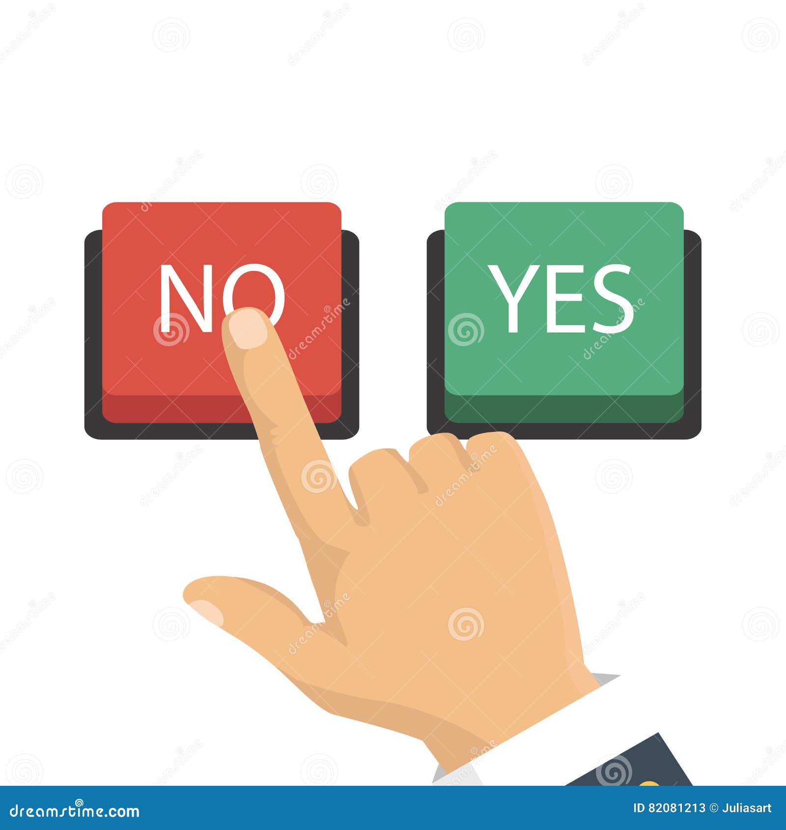 Hand, Finger Pressing Buttons No or Yes. Vector Illustration. Stock ...