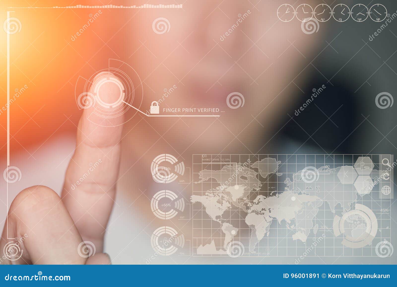 Hand Finger Touch Finger Print Verified with Security Stock Image ...