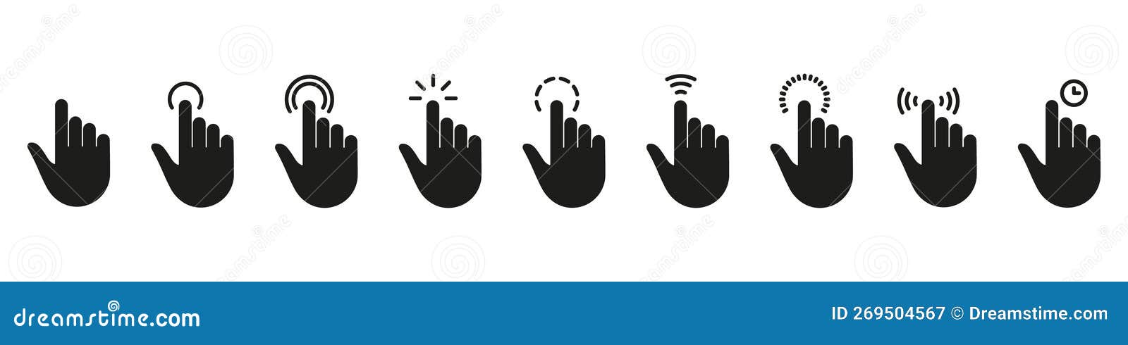 Hand Finger Touch, Swipe, Click, Press and Tap Silhouette Icon Set ... Hand Finger Touch, Swipe, Click, Press and Tap Silhouette Icon Set ...