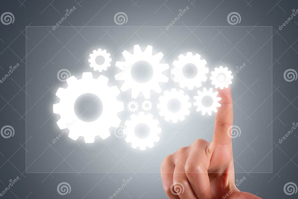 Hand Finger Touching Disks stock photo. Image of pointing - 40046214