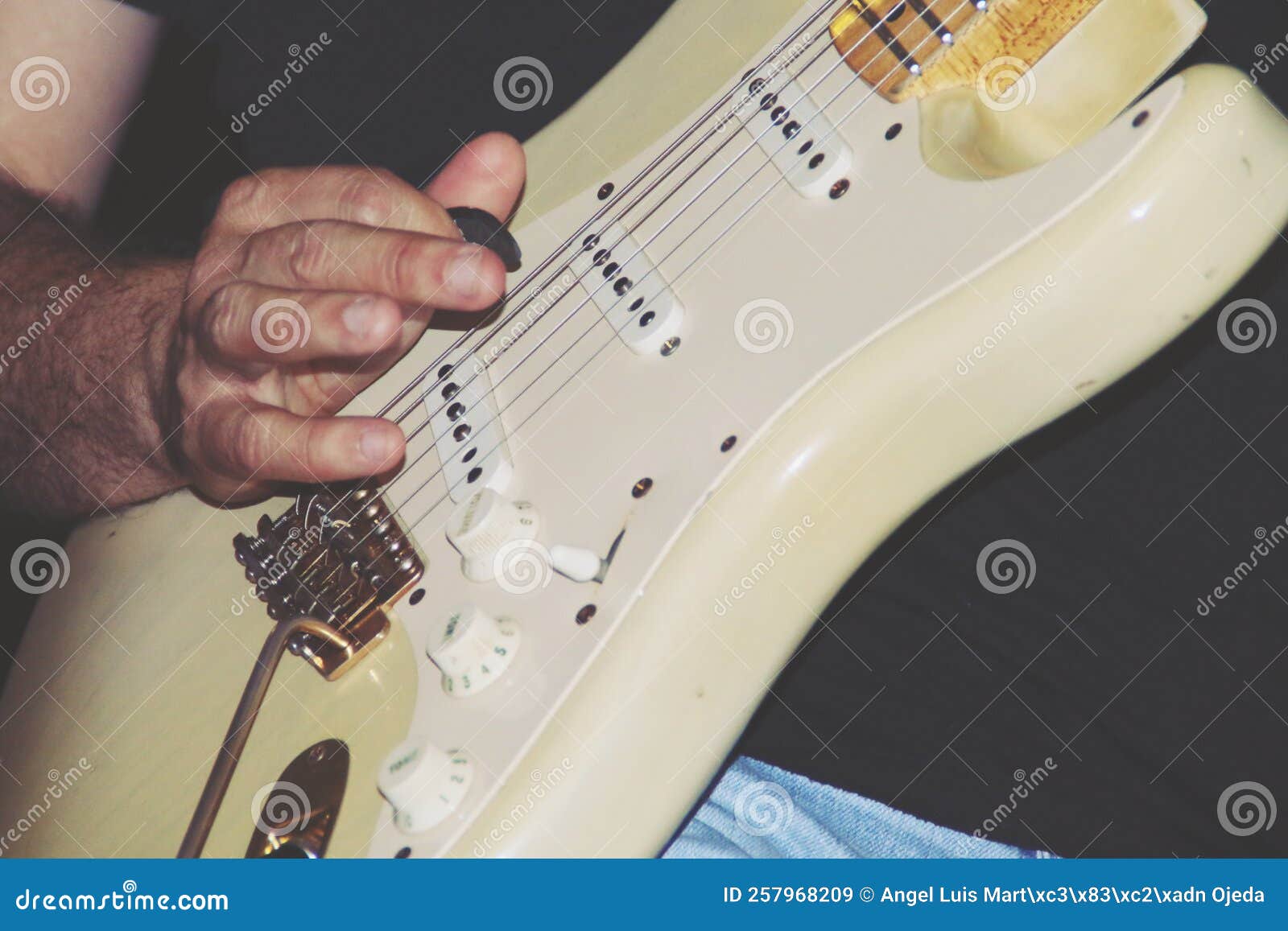 Playing an Electric Guitar in a Performance. Stock Image - Image of ...