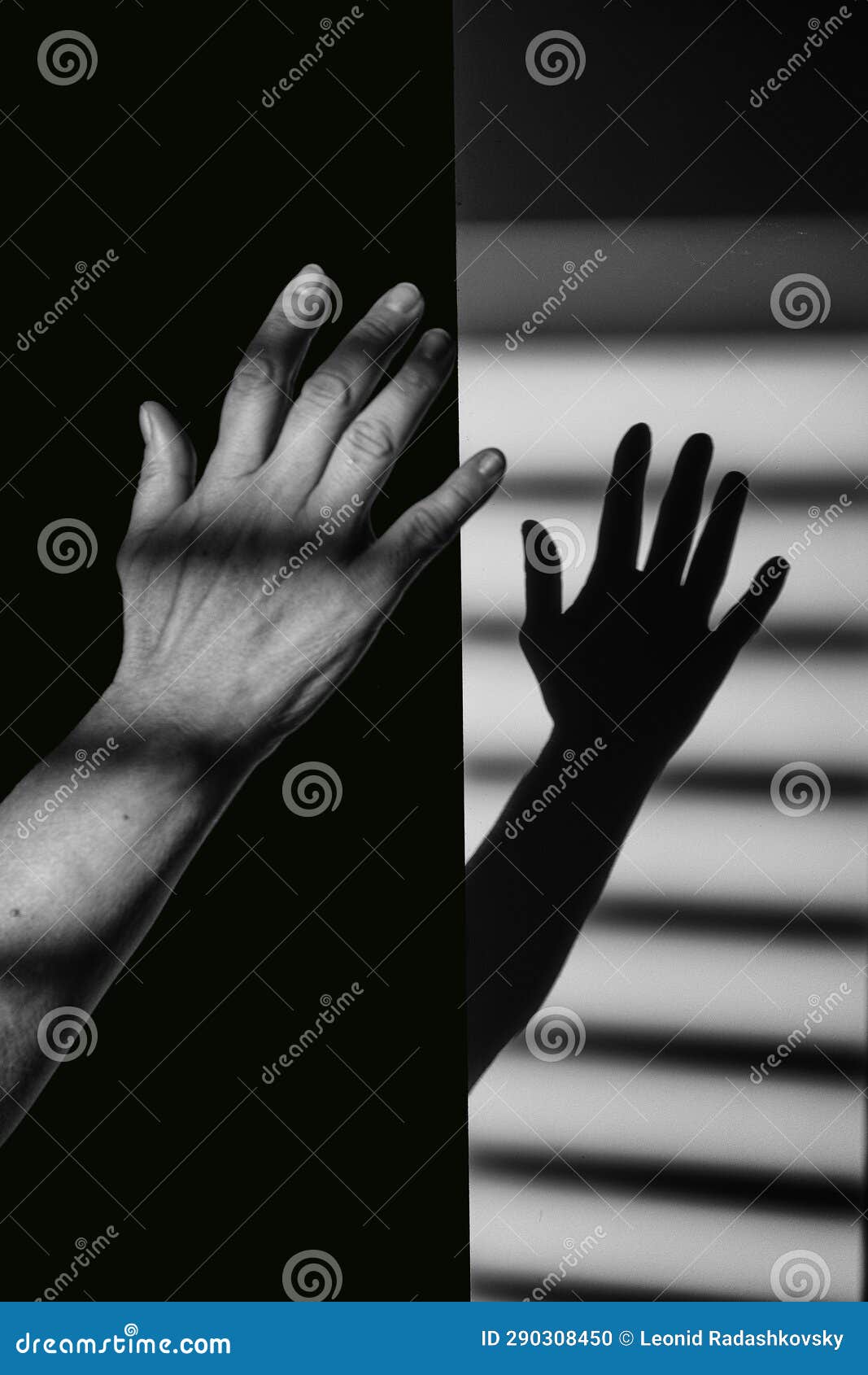 Hand with Fingers Spread and Its Shadow Stock Photo - Image of horror ...