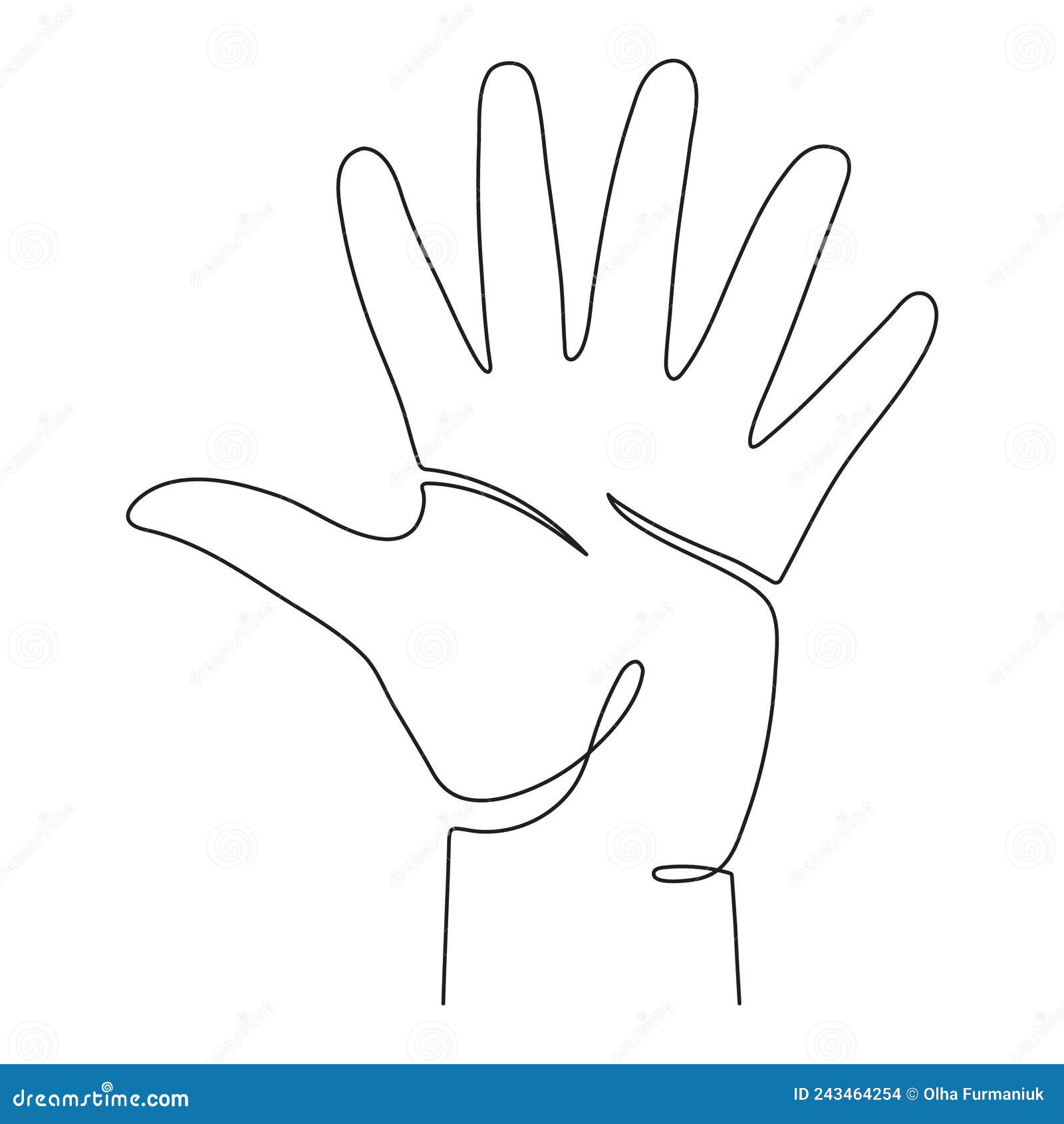 Hand with 6 Fingers, Wrong Palm, One Line Art, Continuous Contour ...
