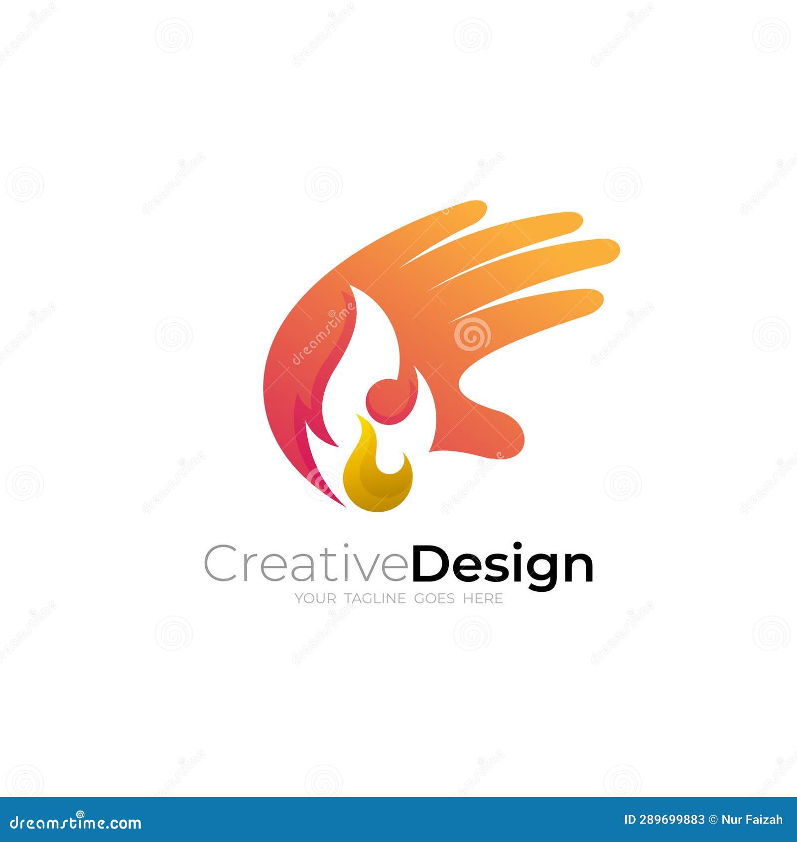 Hand and Fire Logo Design Combination, Flame Icons Stock Illustration ...