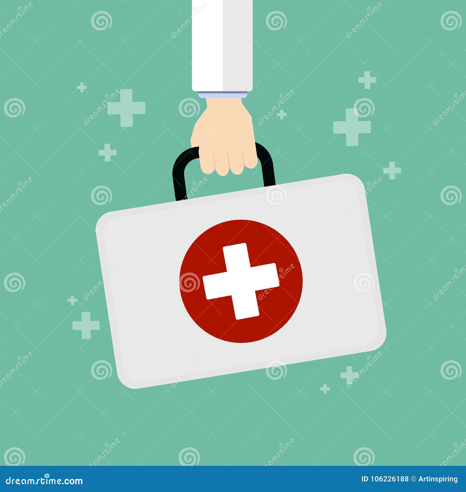 Hand with first aid. stock vector. Illustration of icon - 106226188