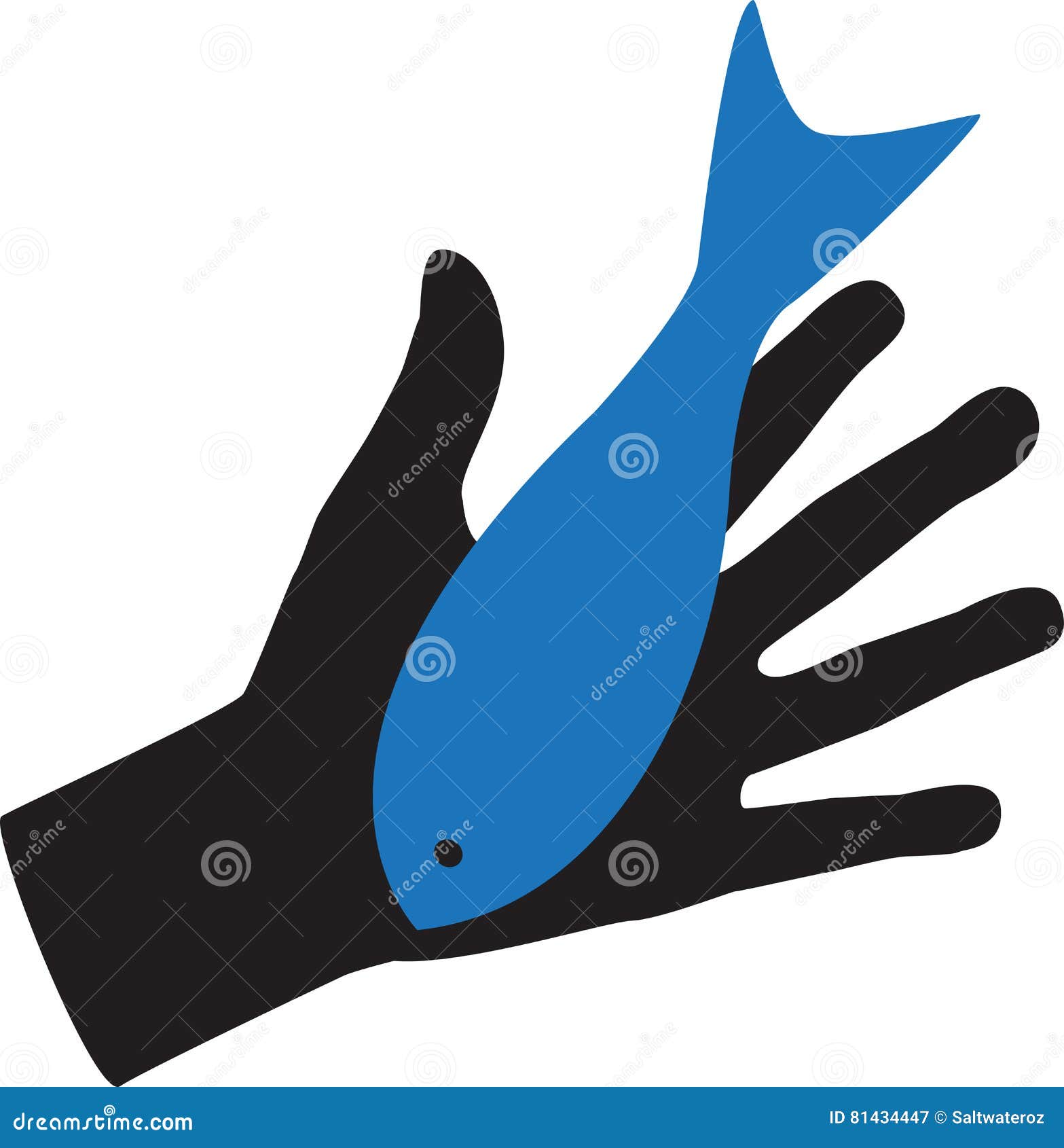 Hand and Fish Illustration stock vector. Illustration of seafood - 81434447