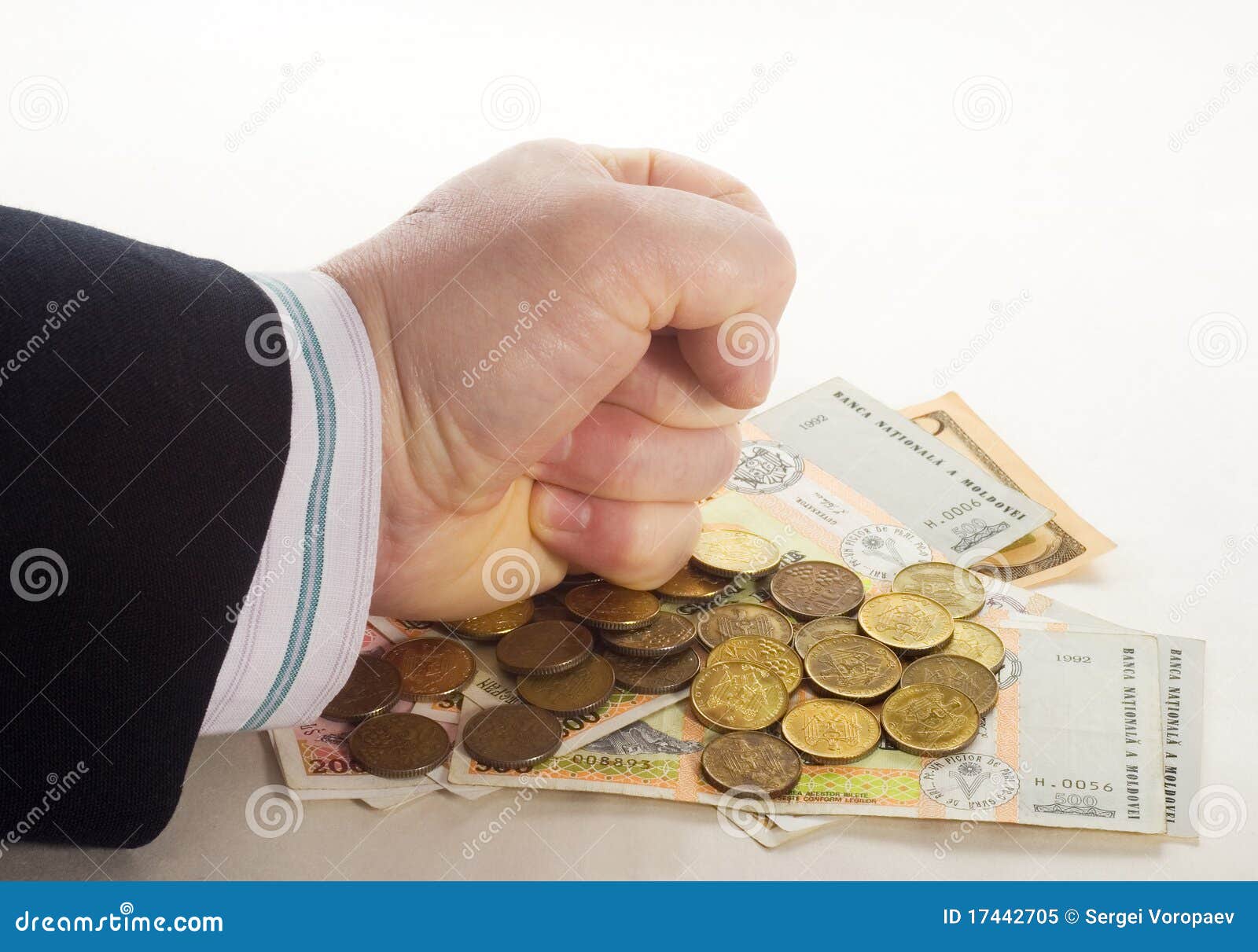 Hand in a Fist Coins Banknotes Stock Image - Image of investment ...