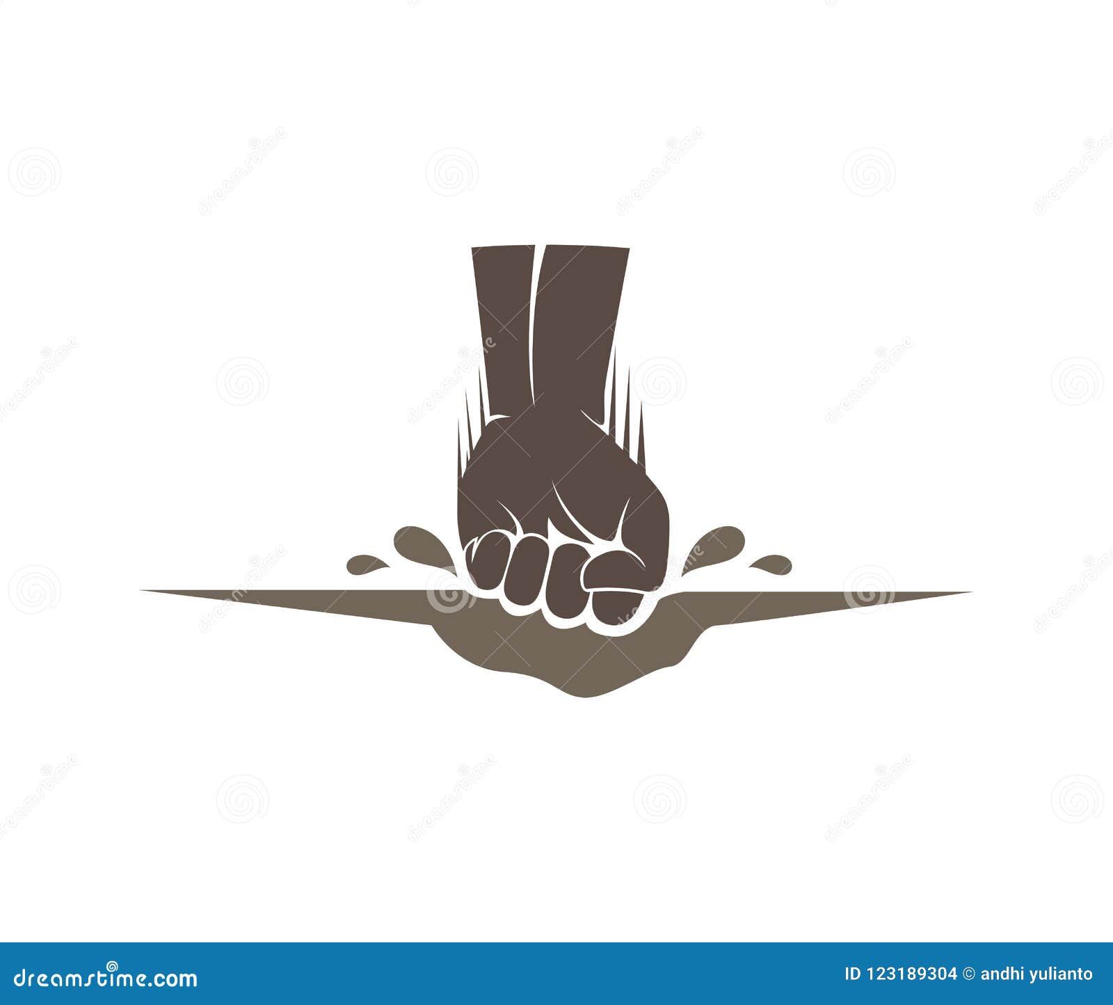 Hand Fist Punching Ground Logo Design Stock Illustration - Illustration ...