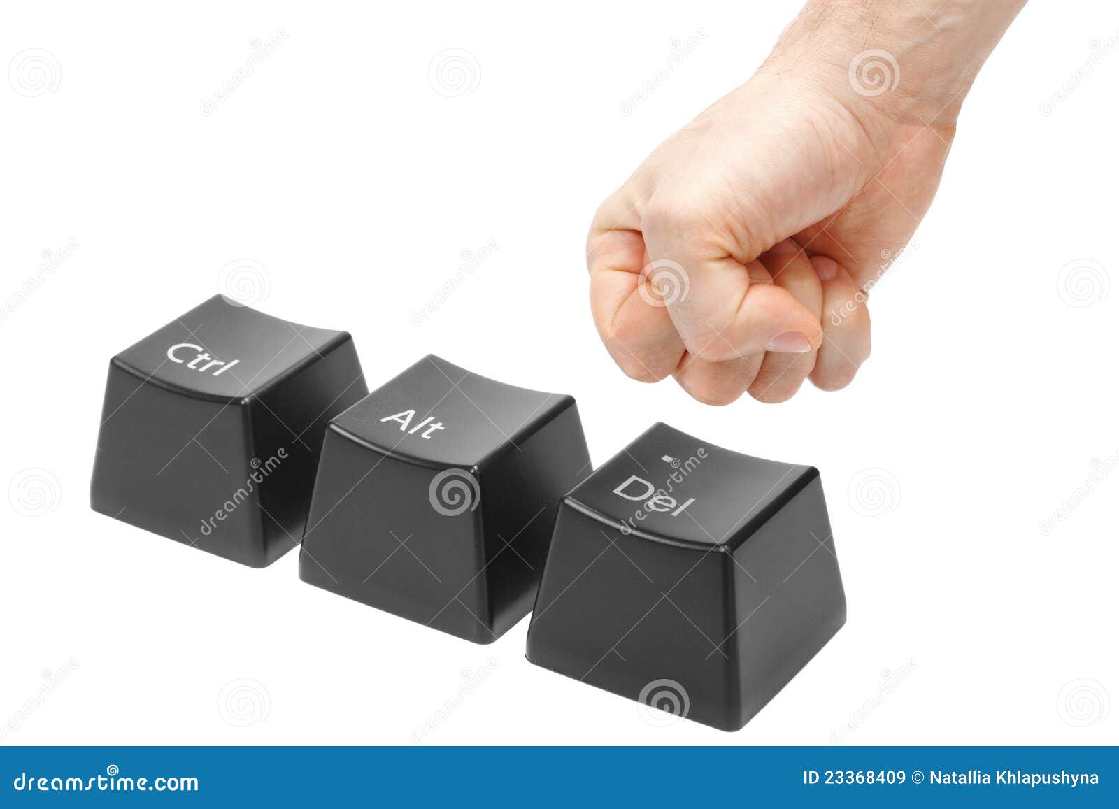 Hand in a Fist Push Delete Key, Alt, Ctrl Stock Image - Image of symbol ...