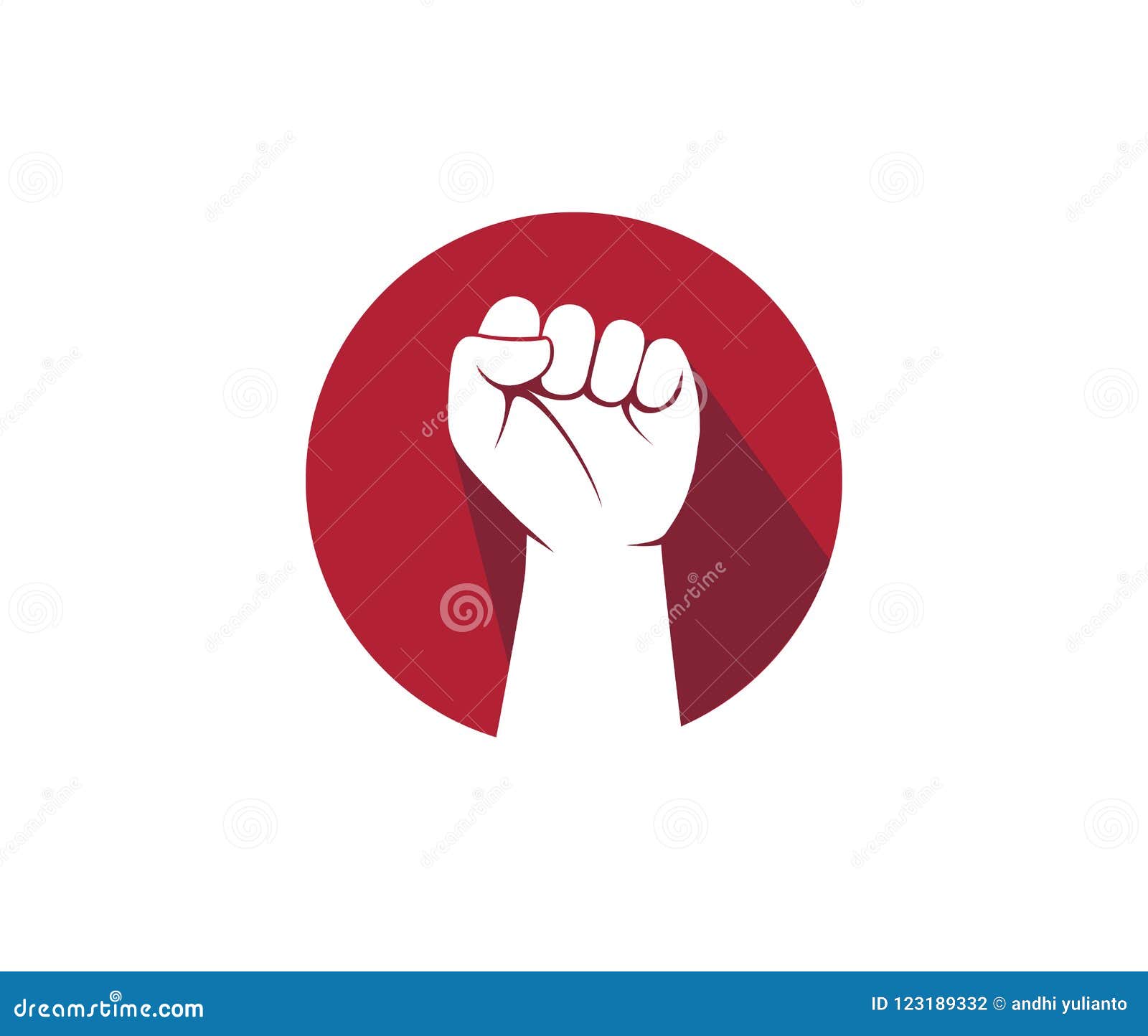Hand Fist in Red Circle Icon Logo Design Stock Illustration ...
