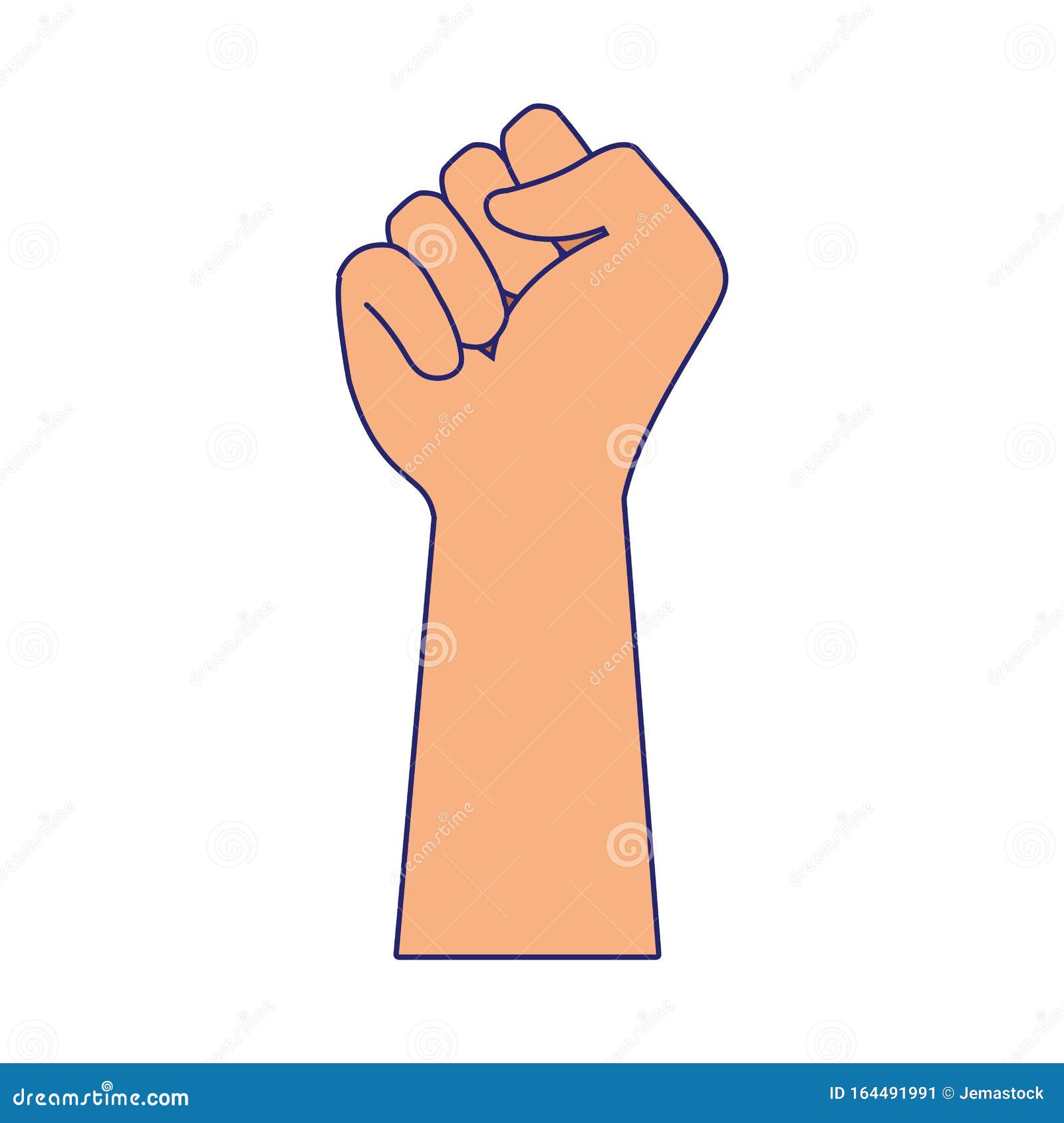 Hand with Fist Up Icon, Flat Design Stock Vector - Illustration of ...