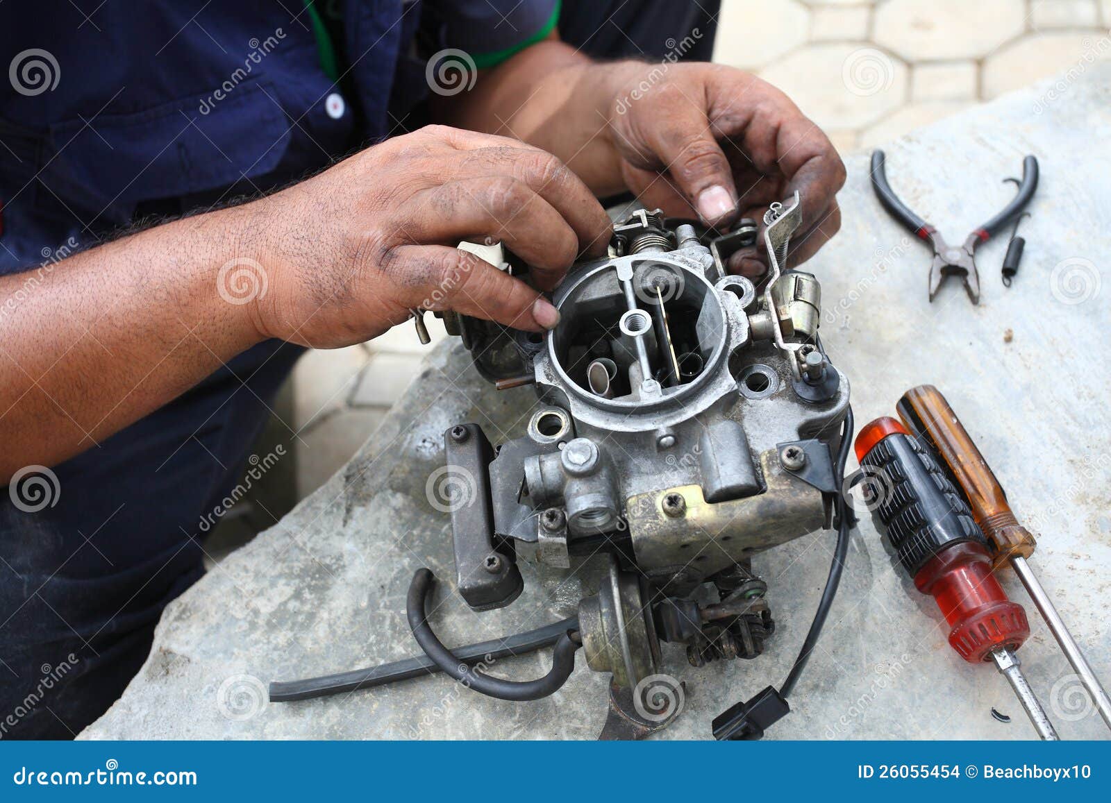 Hand Fixing Car Engine, Caburator. Stock Photo - Image of male, garage ...