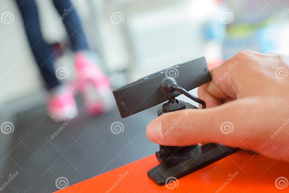 Hand Fixing Surface Mounted Camera Stock Photo - Image of copyspace ...
