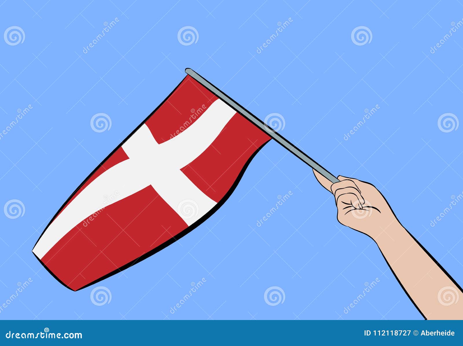 Hand with flag of Denmark stock vector. Illustration of national ...