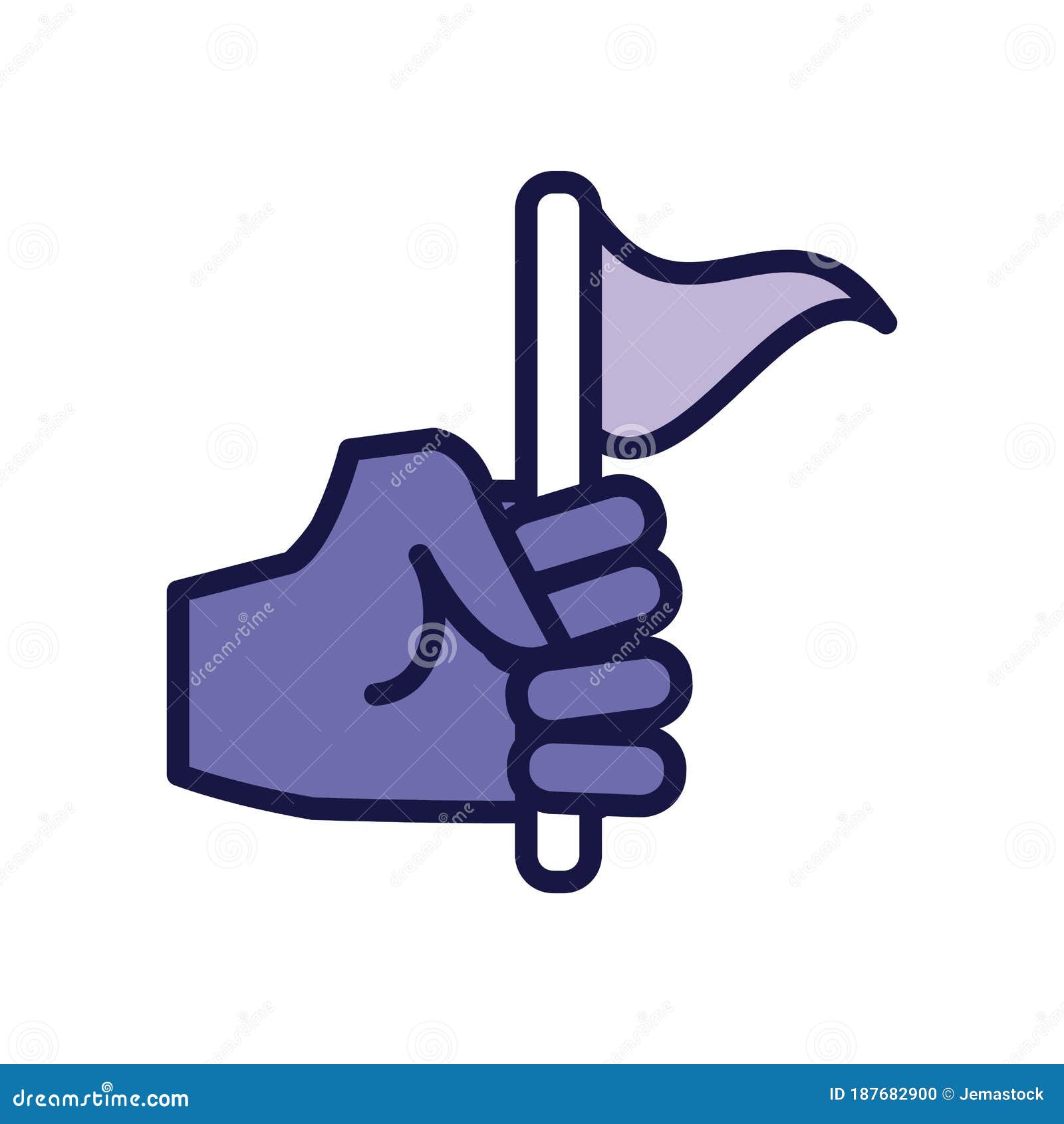 Hand with flag line style stock vector. Illustration of election ...
