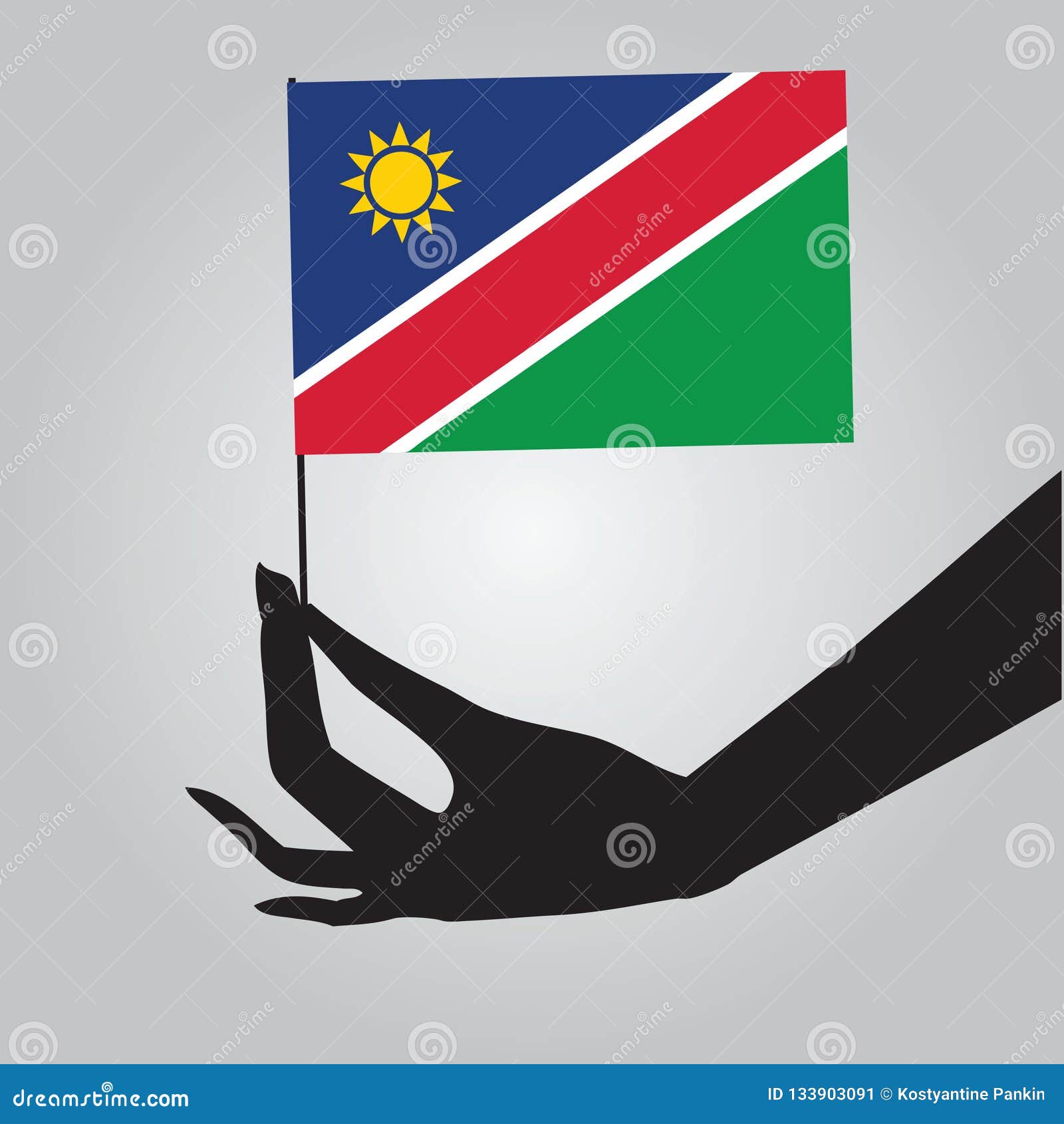 Hand with flag Namibia stock vector. Illustration of namibia - 133903091