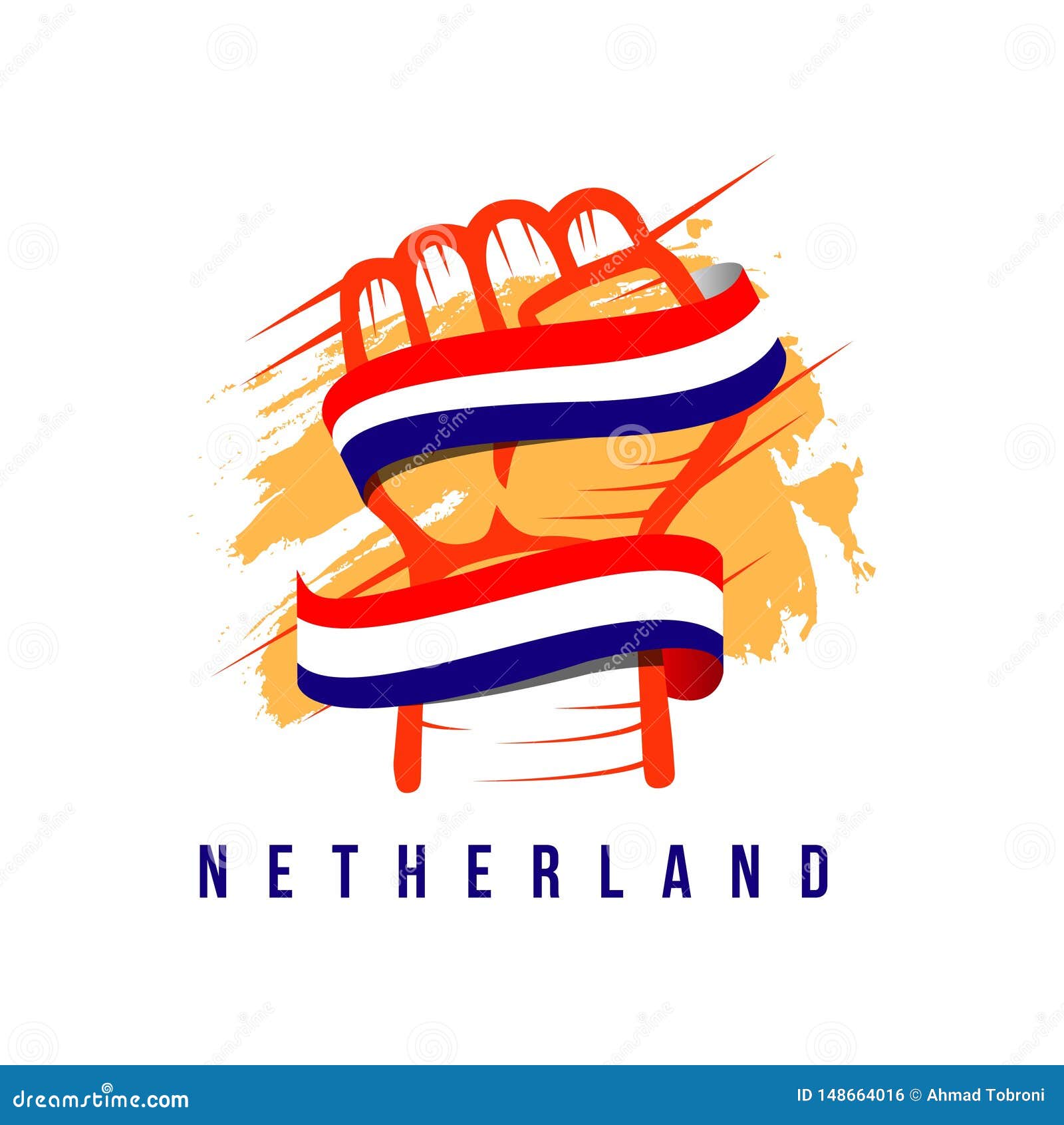 Hand and Flag Netherland Vector Template Design Illustration Stock ...