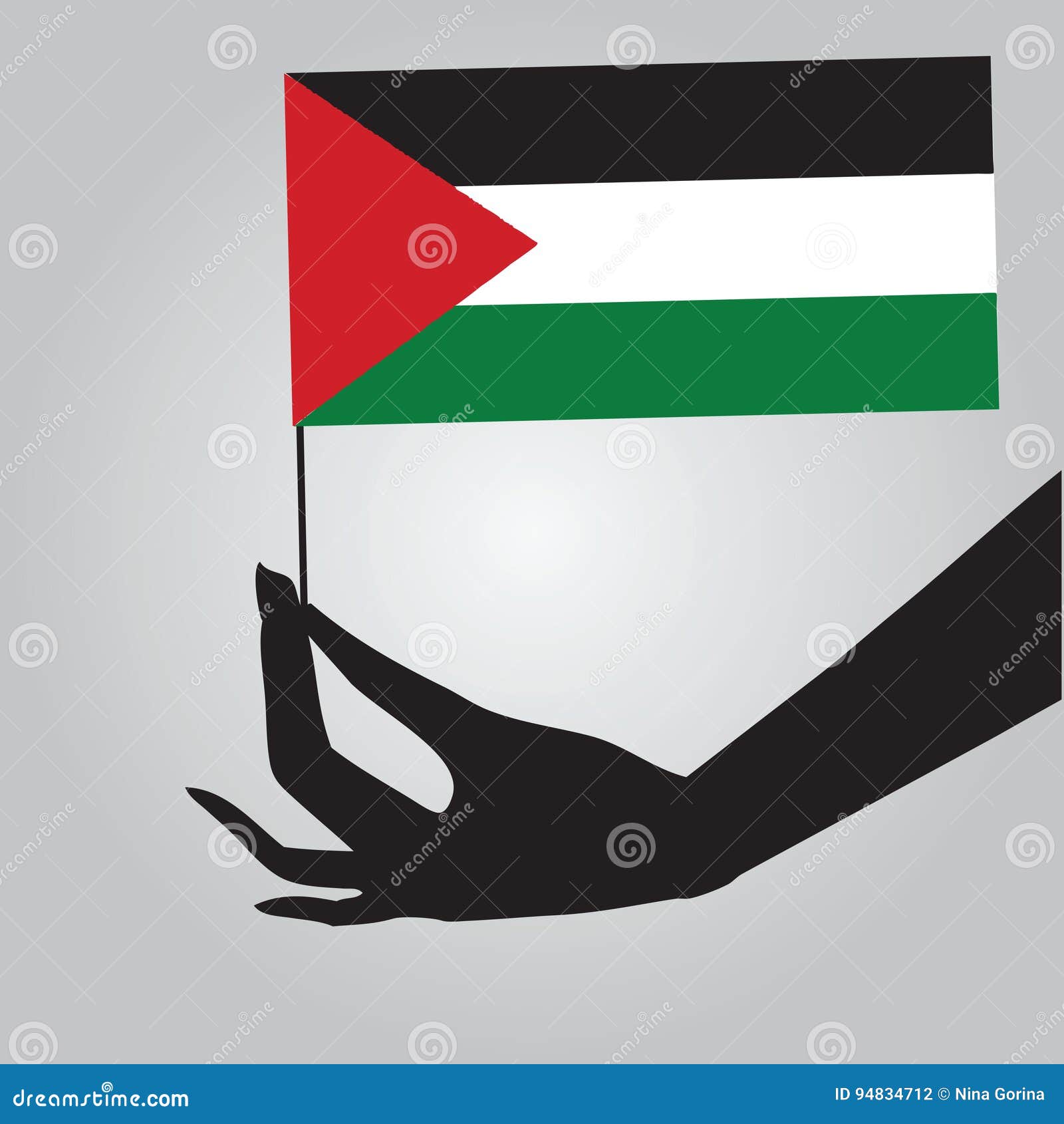 Hand with flag Palestine stock vector. Illustration of palestine - 94834712