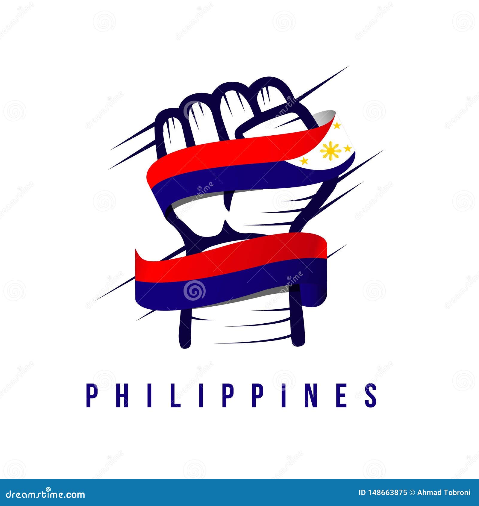 Hand With Map Of Philippines On The Gray World Map Background Stock ...