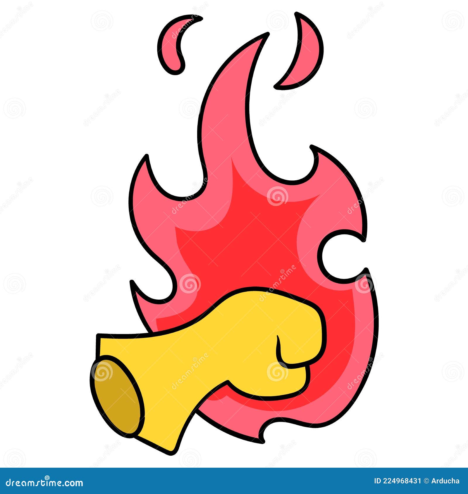 Hand with Flame Burn. Doodle Icon Drawing Stock Vector - Illustration ...