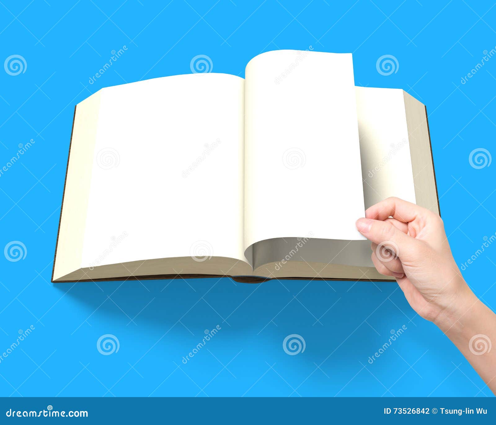 Hand Flipping Page with Opening Book , 3D Rendering Stock Illustration ...