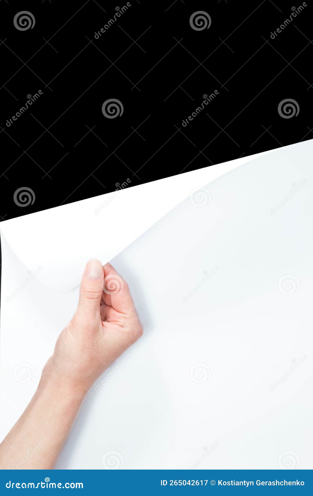 A Hand Flips a Sheet of Paper Presentation Office Stock Image - Image ...