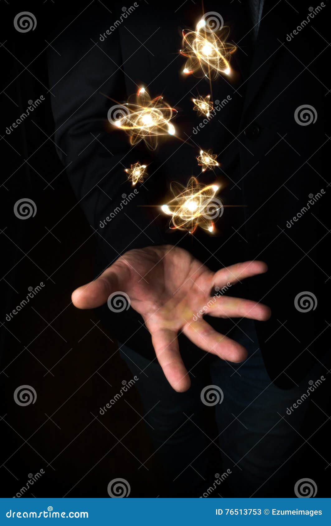 Hand Floating Atoms stock image. Image of micro, nuclear - 76513753