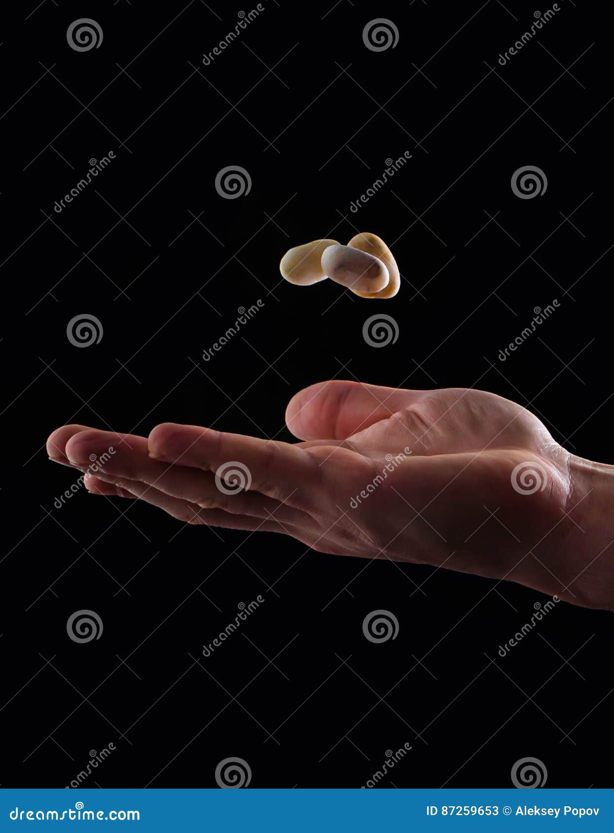 Hand with Floating Pebble Stack Finding Inner Peace Concept Gravity ...