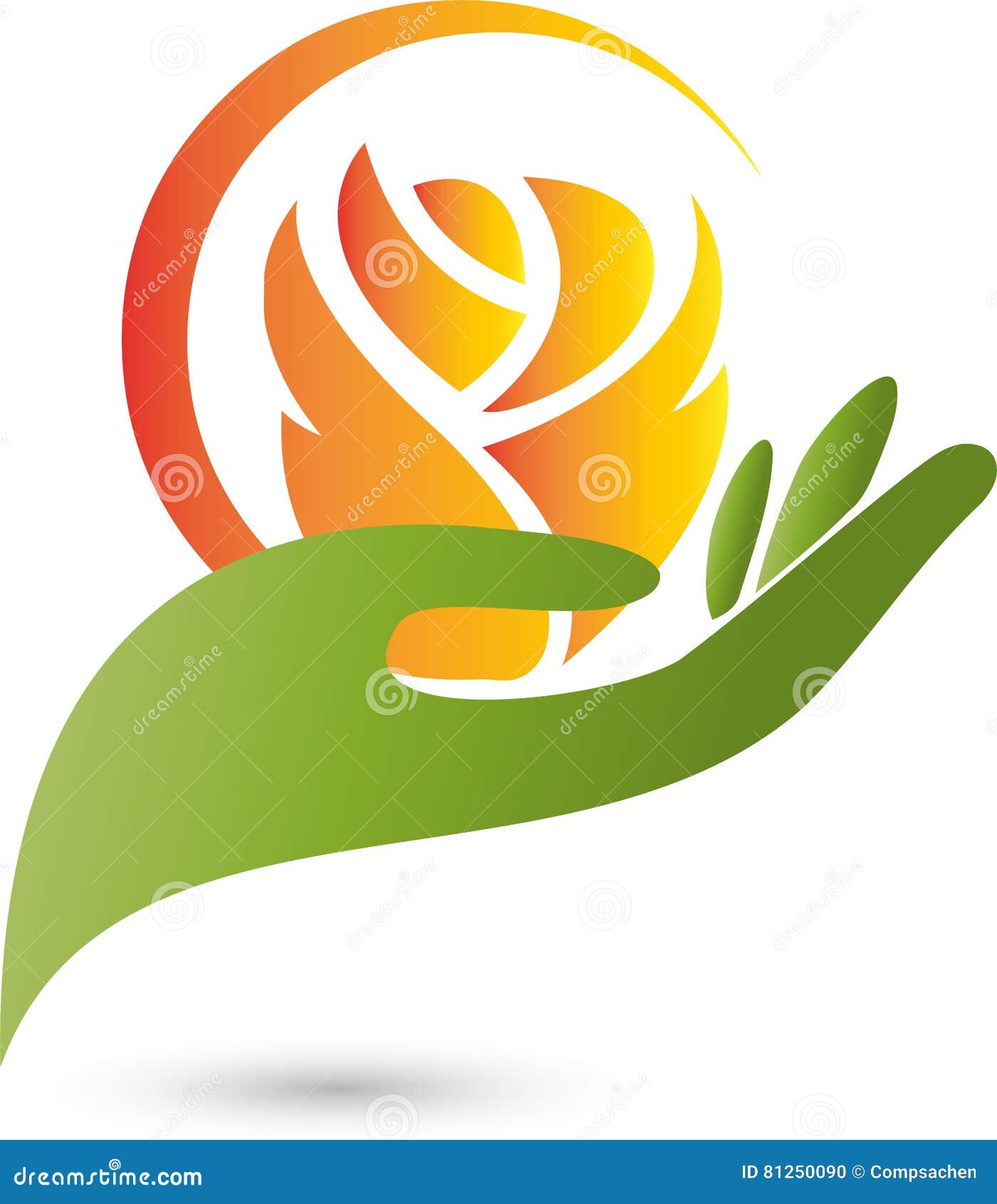 Hand, flower, rose, stock vector. Illustration of care - 81250090
