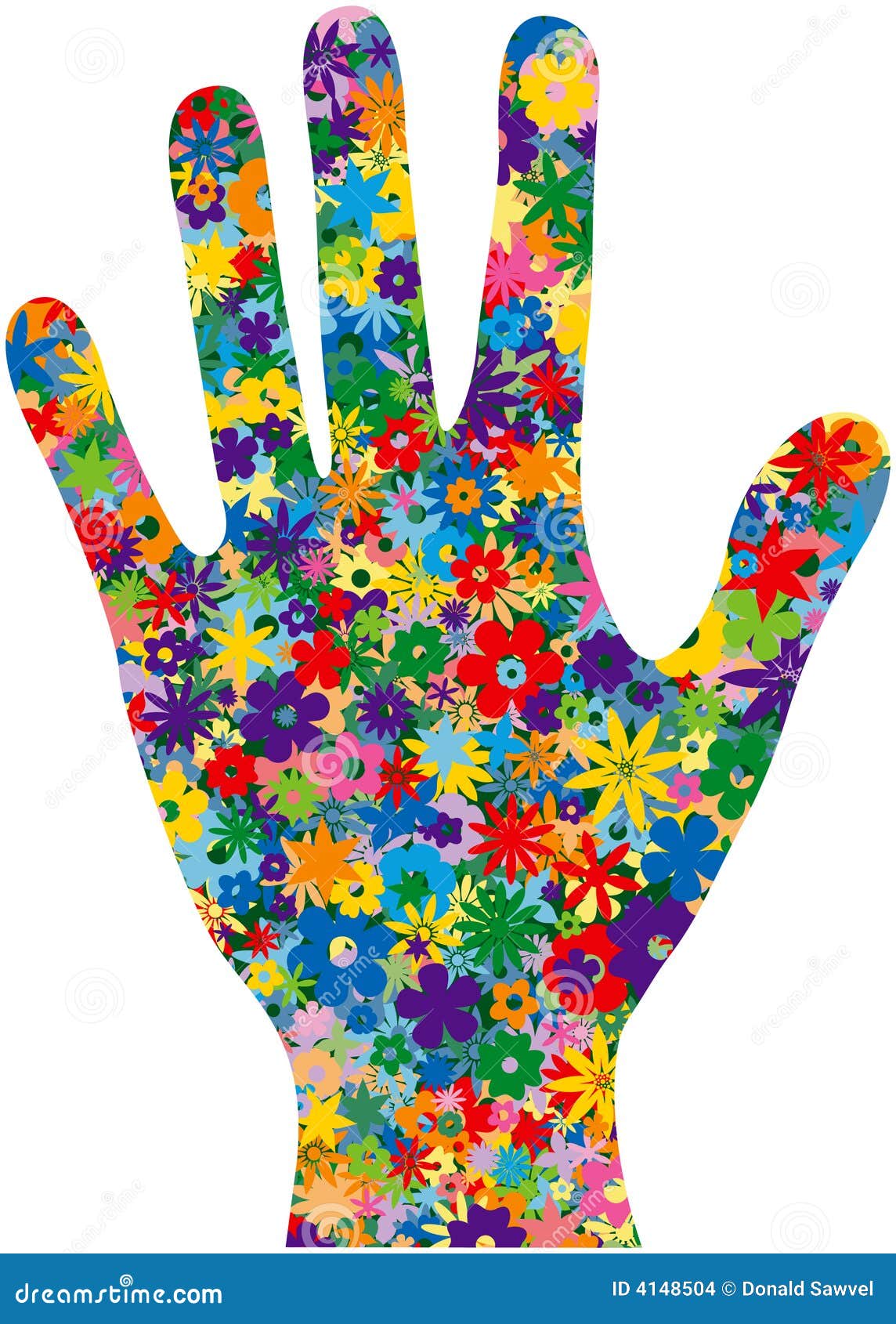 Hand of Flowers stock vector. Illustration of pink, hand - 4148504