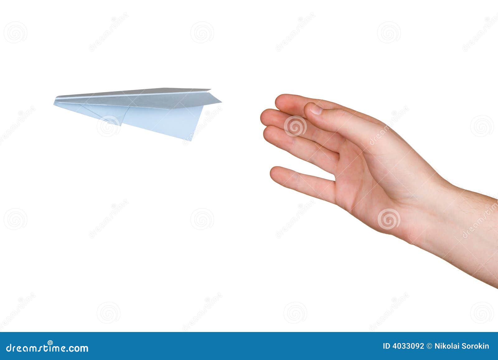 Hand and Flying Paper Plane Stock Photo - Image of white, hand: 4033092