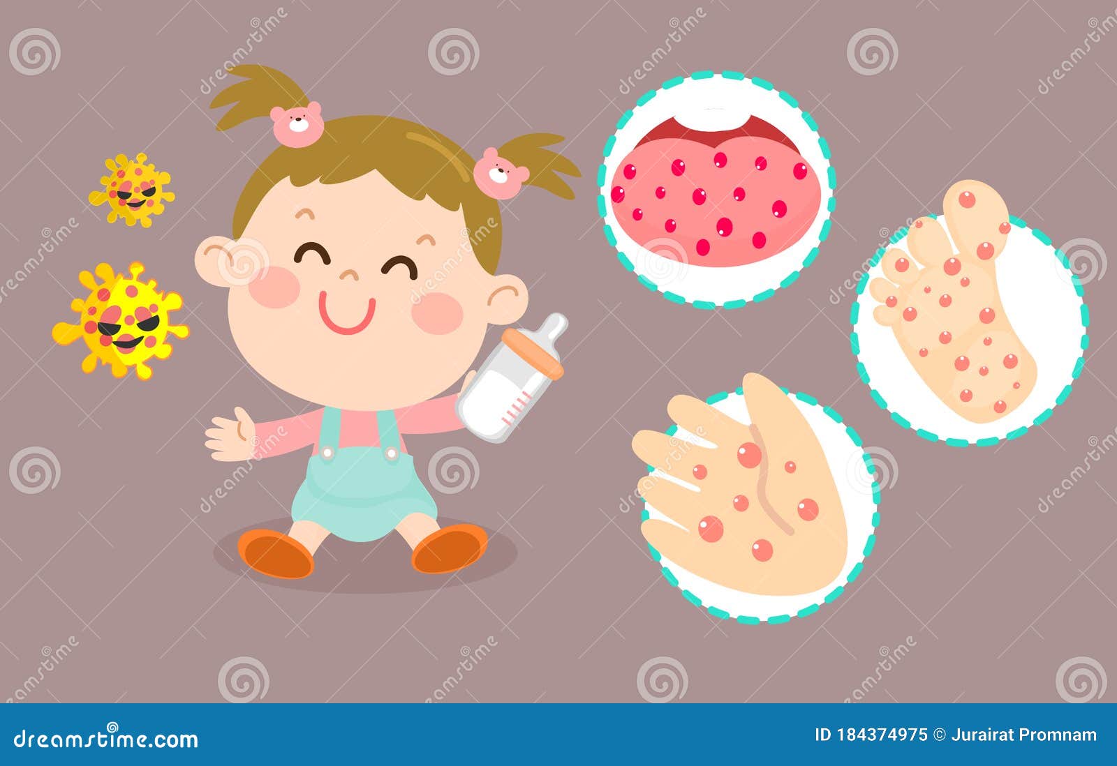 Kids Sick Vector stock vector. Illustration of home - 184374975