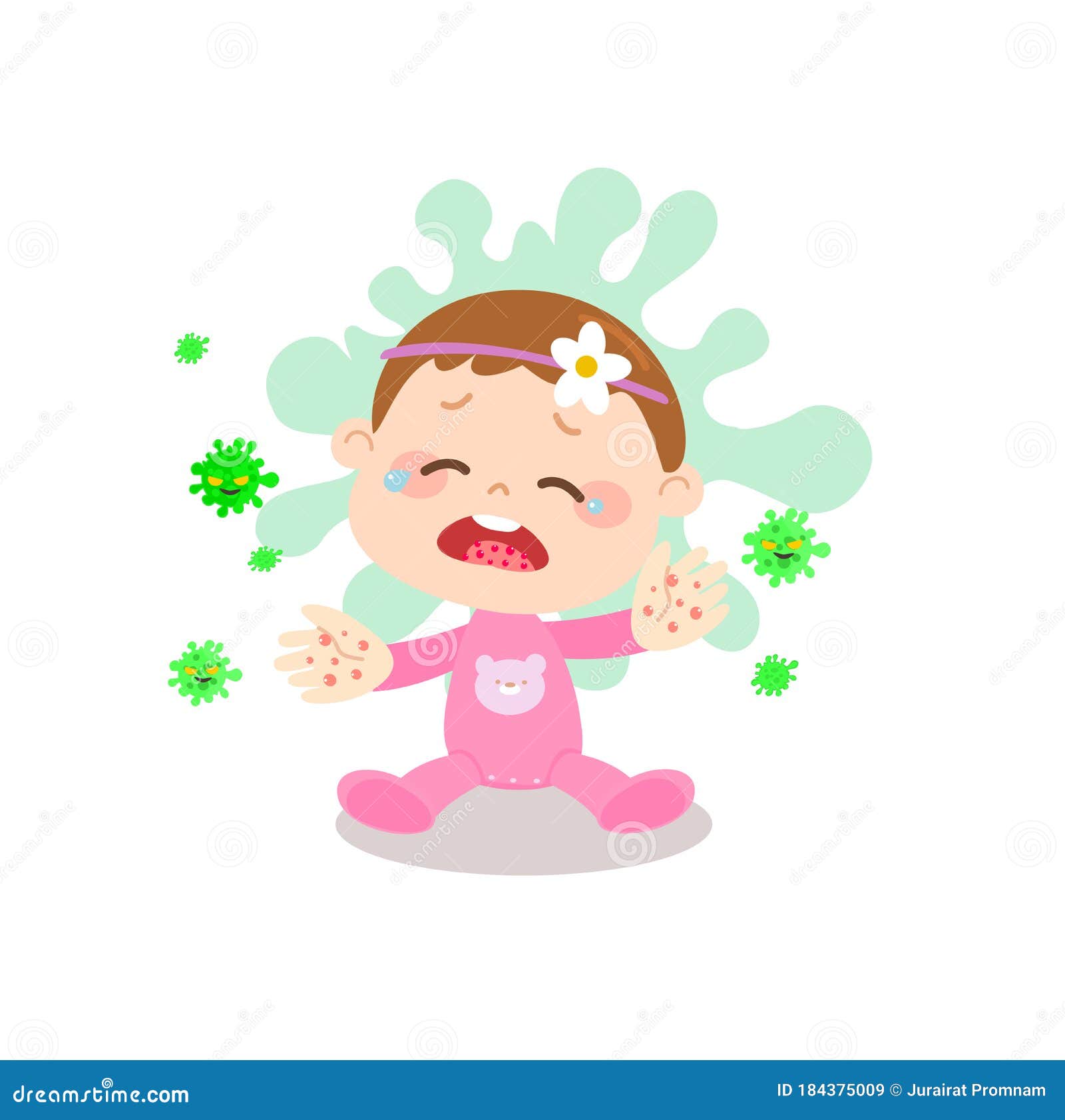 Kids Sick Vector stock vector. Illustration of cough - 184375009