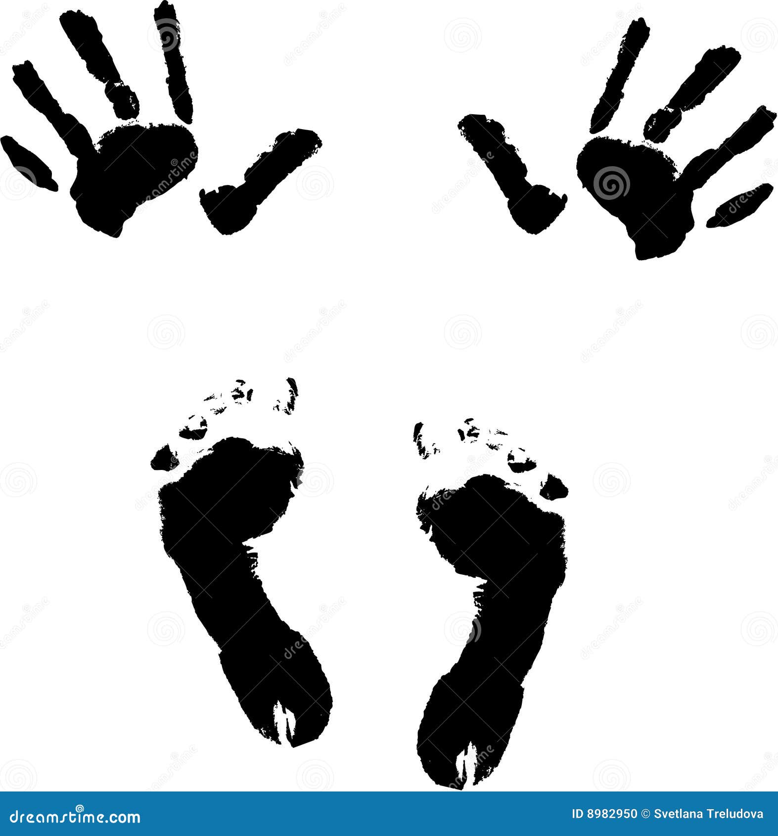 Hand and foot prints stock vector. Illustration of greeting - 8982950