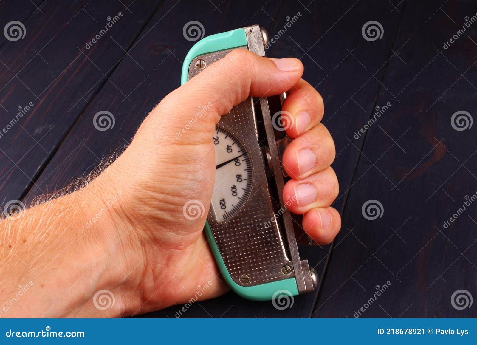 Hand Force Gauge Measuring the Strength of the Hand Stock Image - Image ...