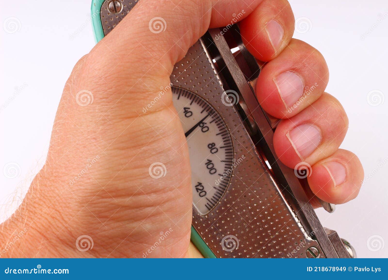 Hand Force Gauge Measuring the Strength of the Hand Stock Image - Image ...
