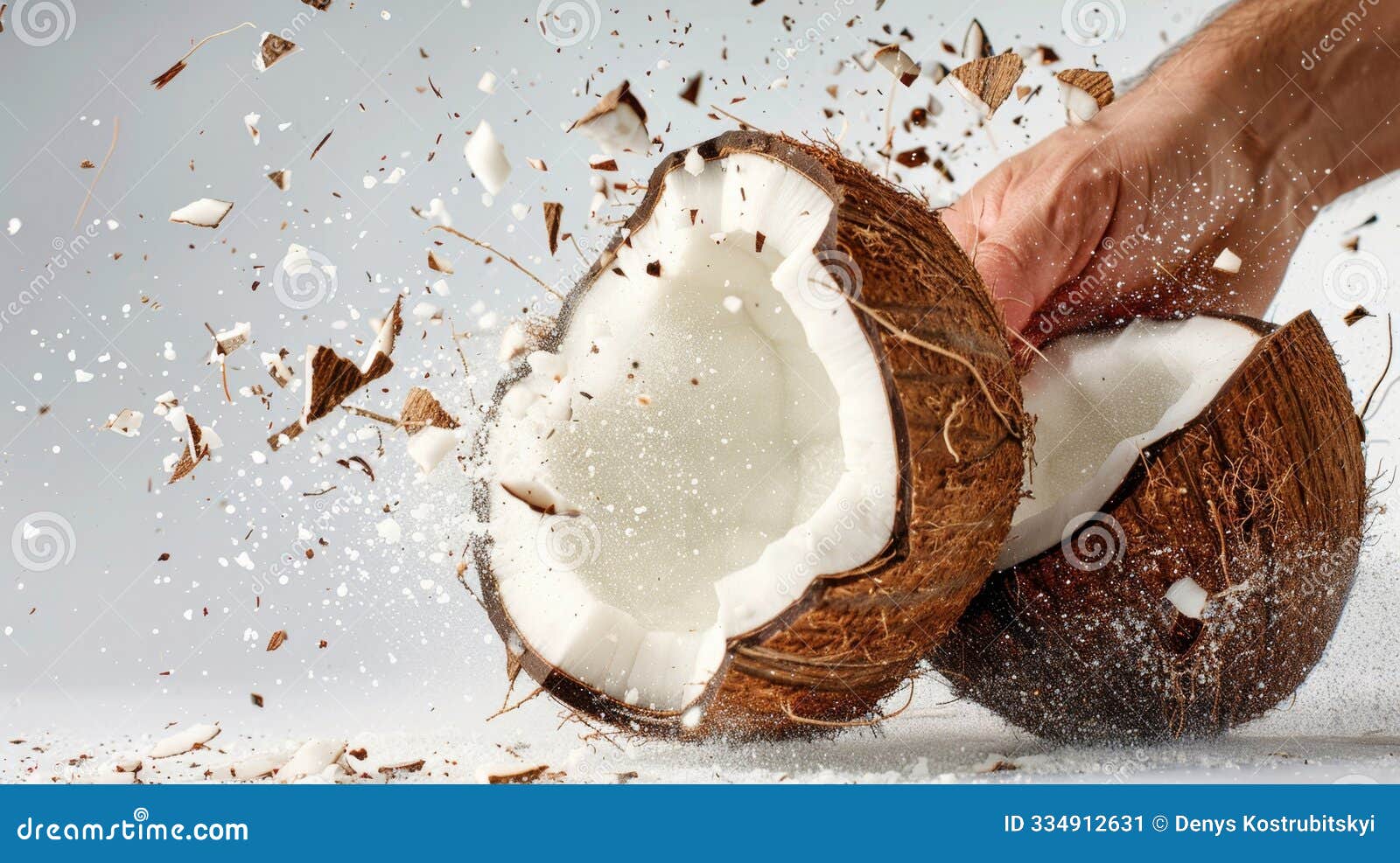 Cracking a Coconut Open Isolated on White Background Stock Illustration ...