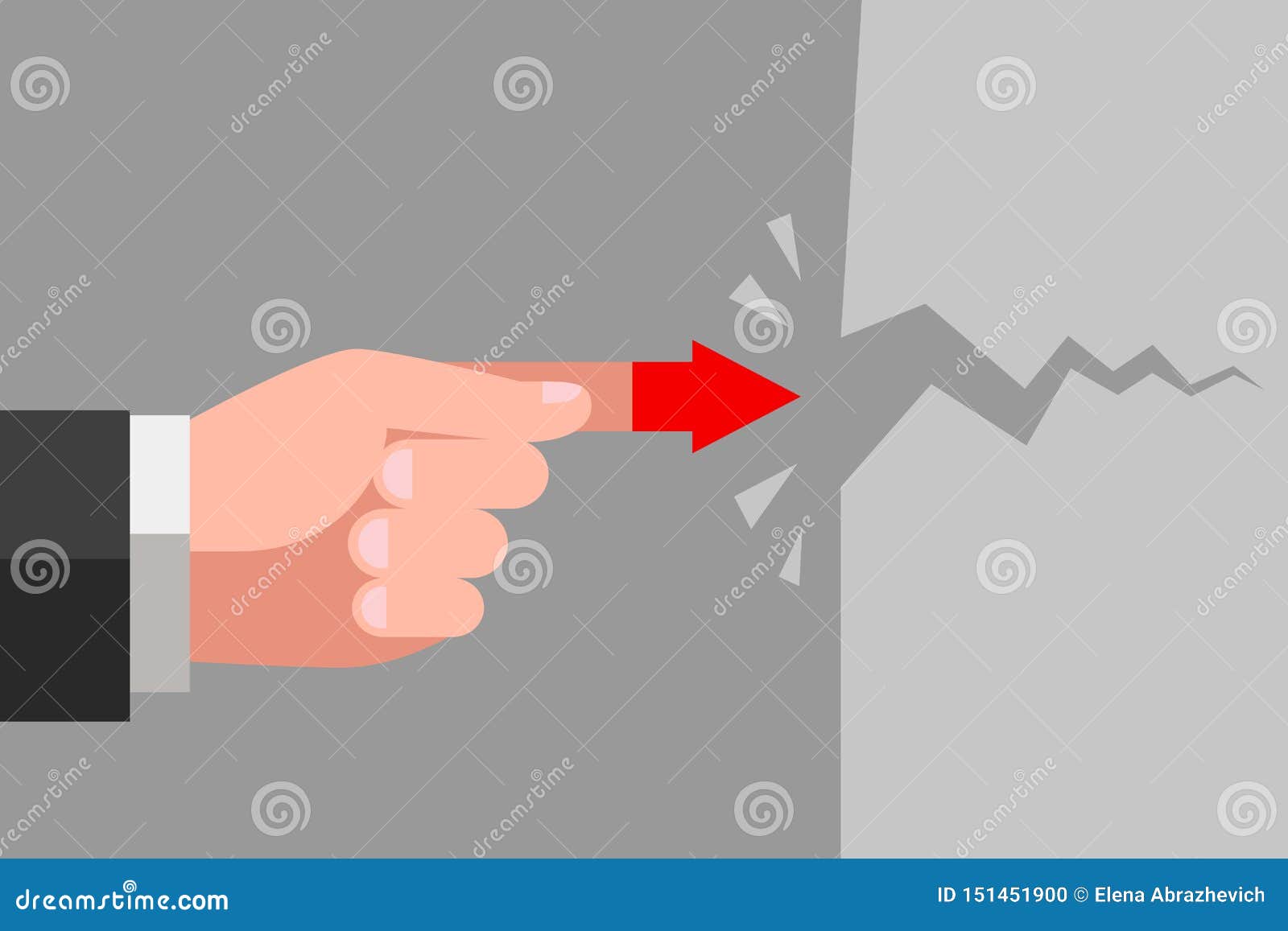 Hand with Forefinger-arrow is Breaking Wall Stock Vector - Illustration ...