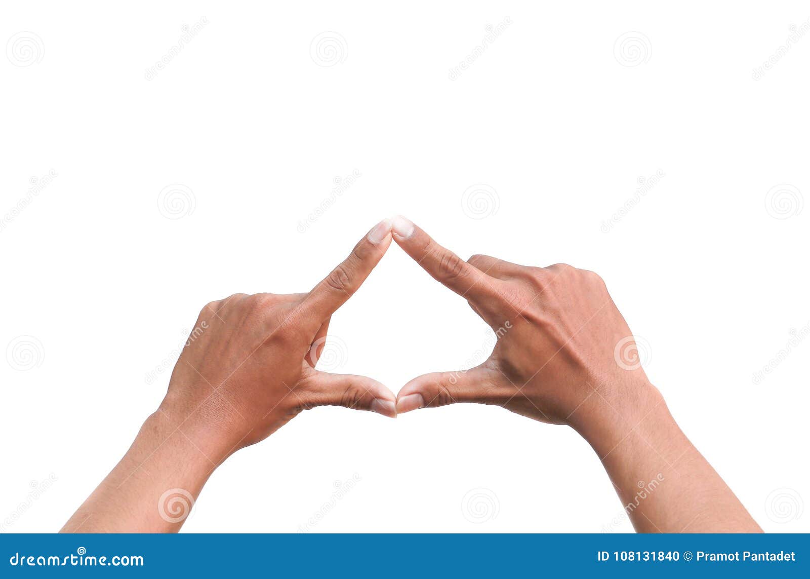 Hand Forming Triangle On White Background Stock Photo - Image of idea ...